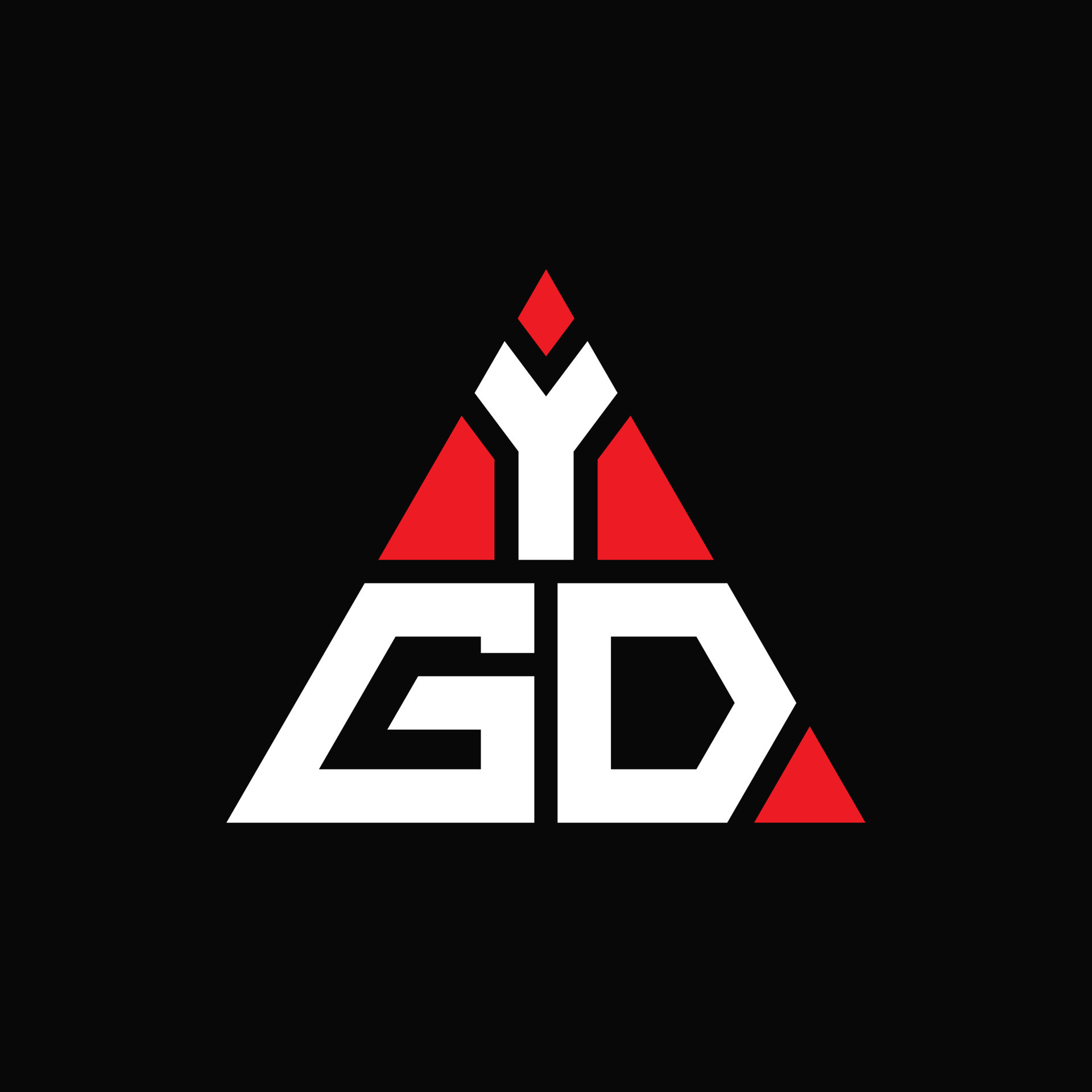 YGD triangle letter logo design with triangle shape. YGD triangle logo design monogram. YGD ...