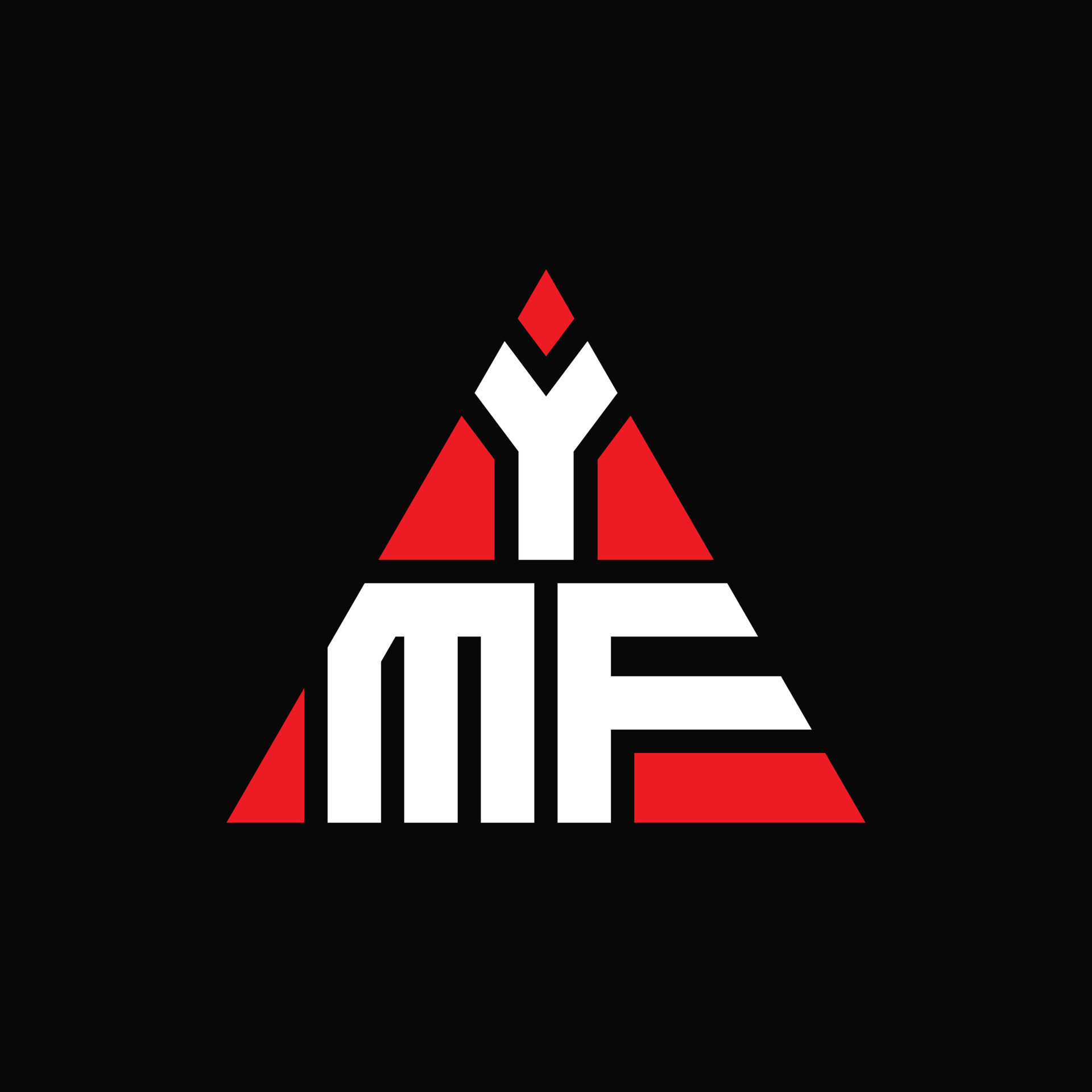 YMF triangle letter logo design with triangle shape. YMF triangle logo design monogram. YMF ...