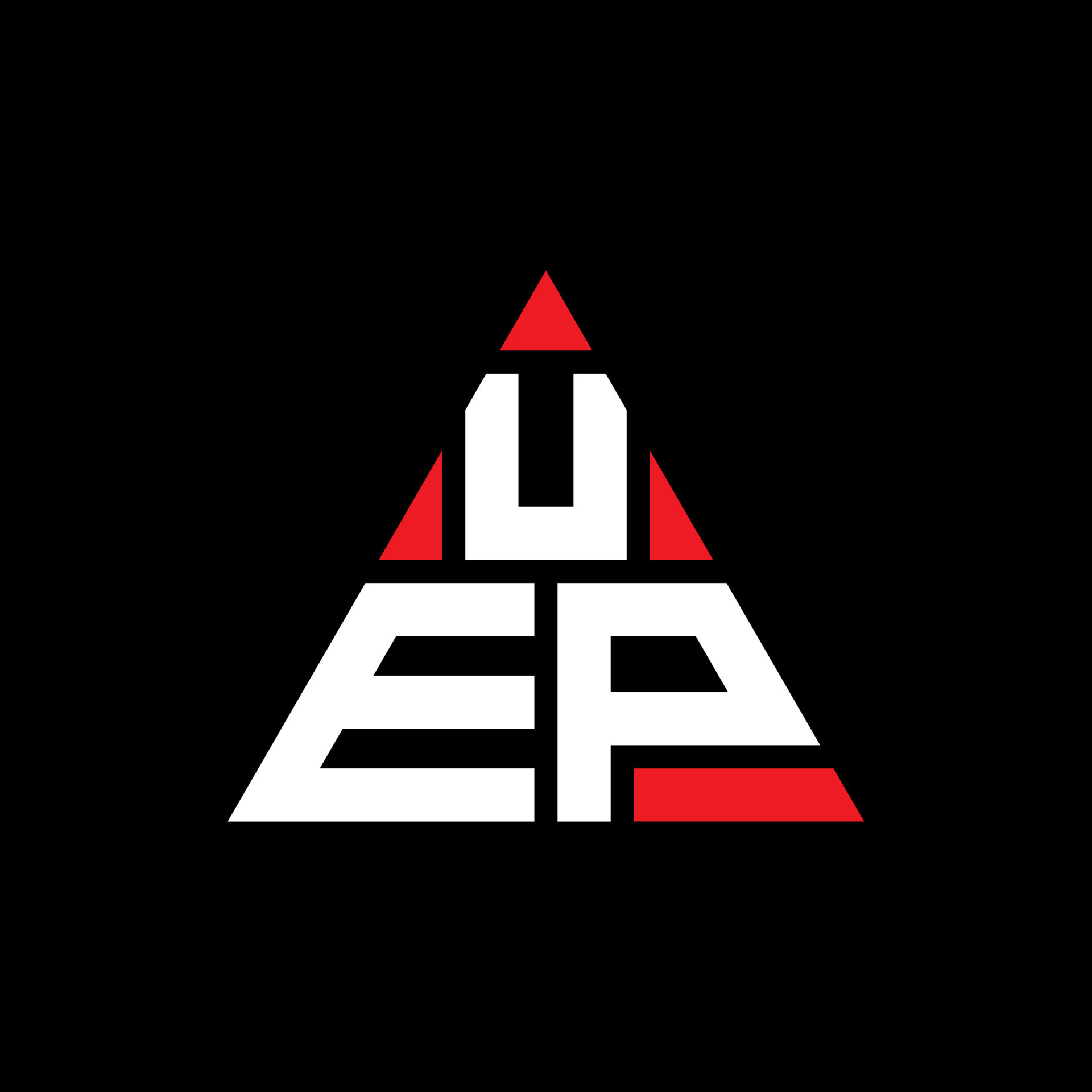 diseño de logotipo de letra triangular uep con forma de triángulo. monograma de diseño del ...