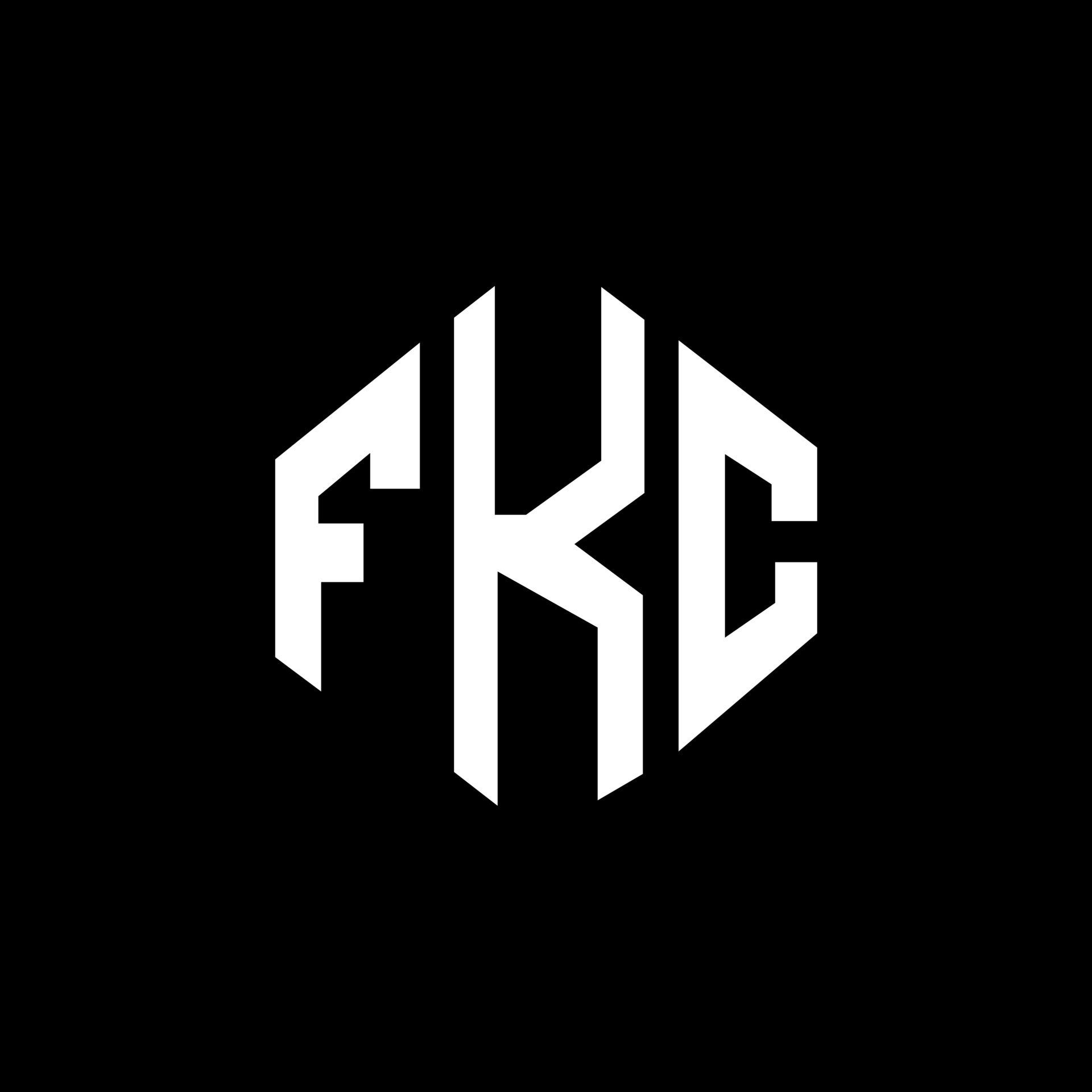 diseño de logotipo de letra fkc con forma de polígono. fkc polígono y diseño de logotipo en ...