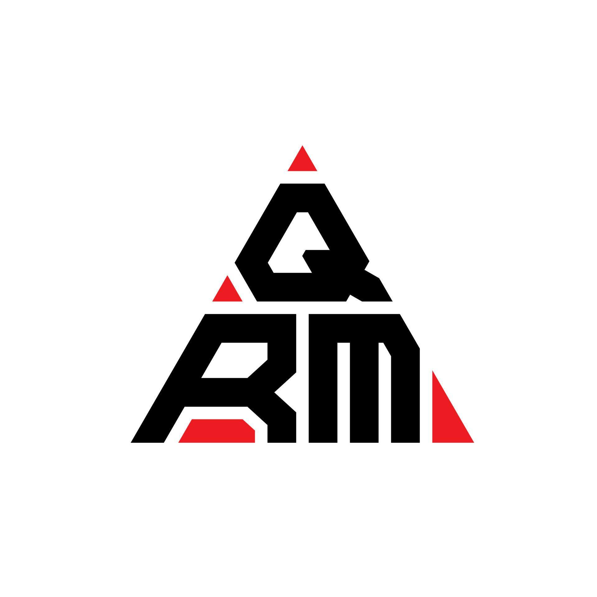 QRM triangle letter logo design with triangle shape. QRM triangle logo design monogram. QRM ...
