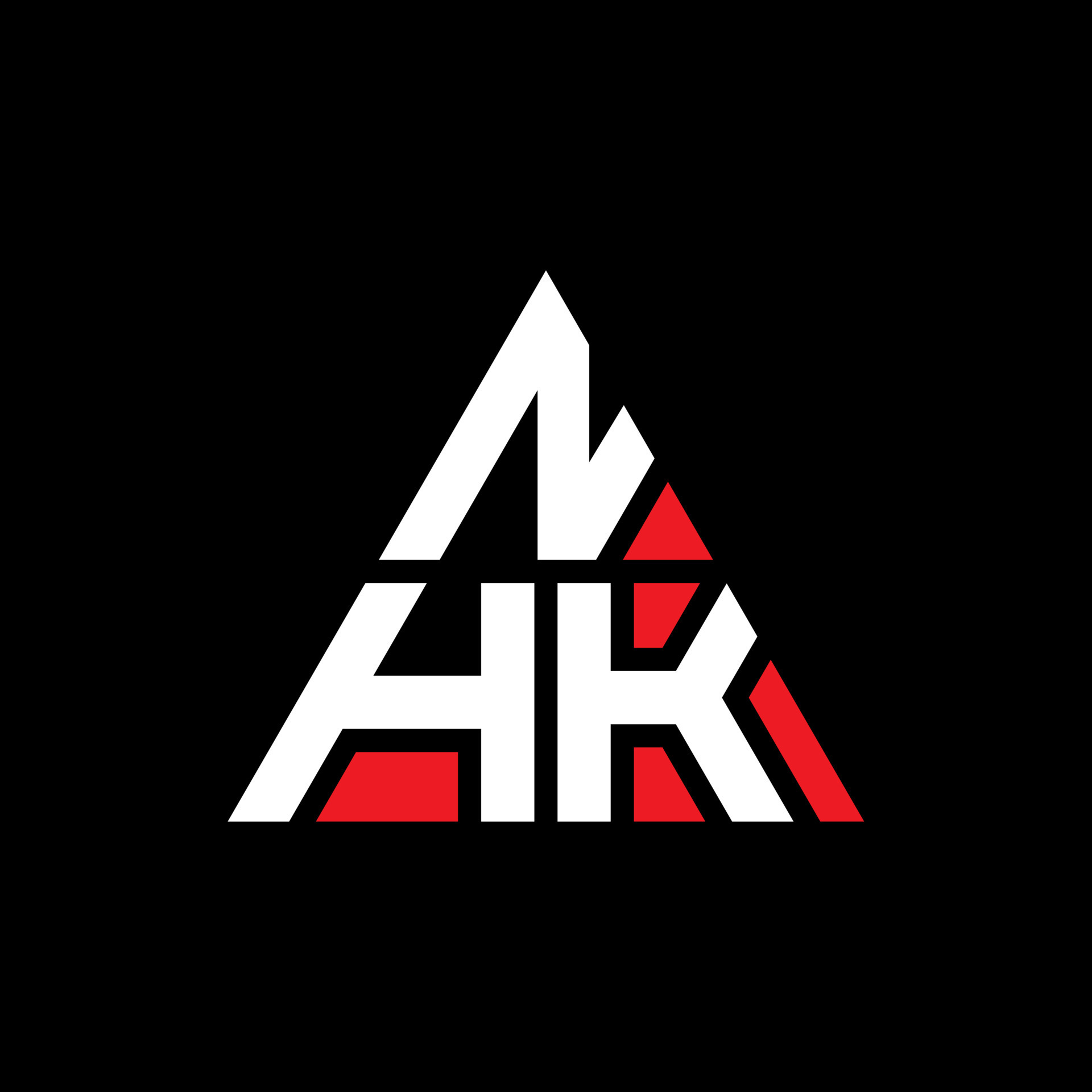 NHK triangle letter logo design with triangle shape. NHK triangle logo design monogram. NHK ...