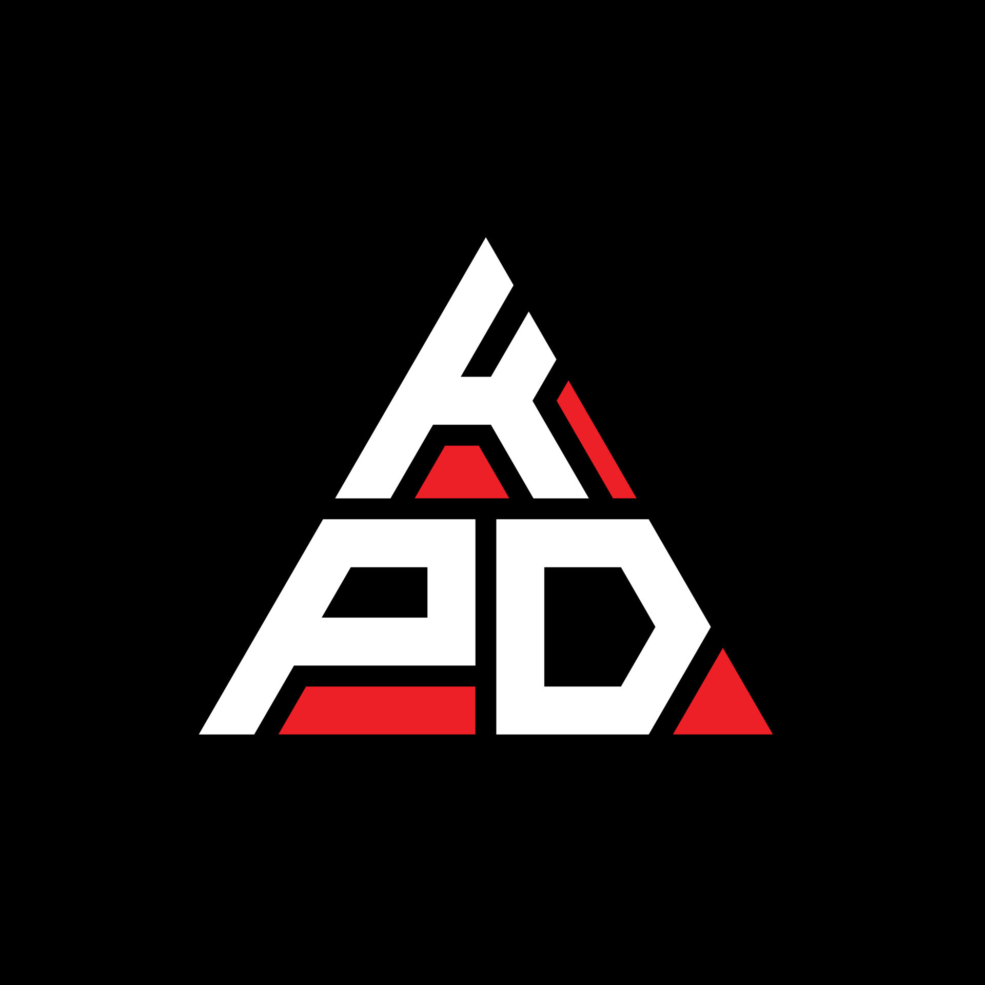 diseño de logotipo de letra triangular kpd con forma de triángulo. monograma de diseño del ...