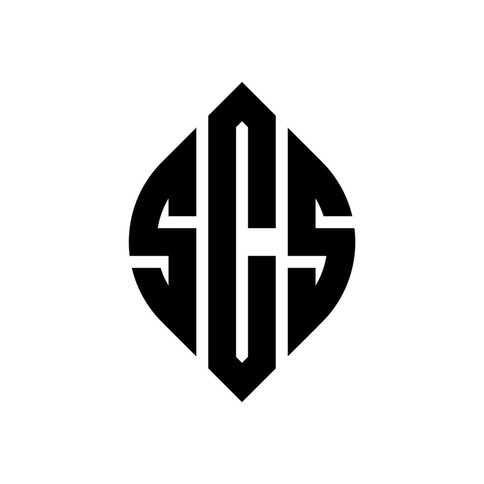SCS circle letter logo design with circle and ellipse shape. SCS ellipse letters with ...