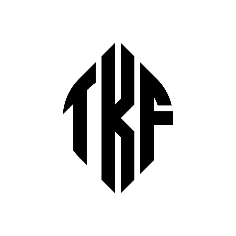 TKF circle letter logo design with circle and ellipse shape. TKF ellipse letters with ...