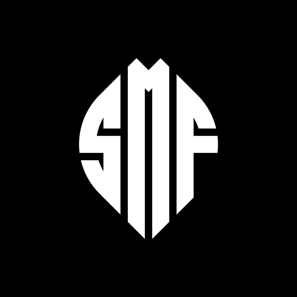 SMF circle letter logo design with circle and ellipse shape. SMF ellipse letters with ...