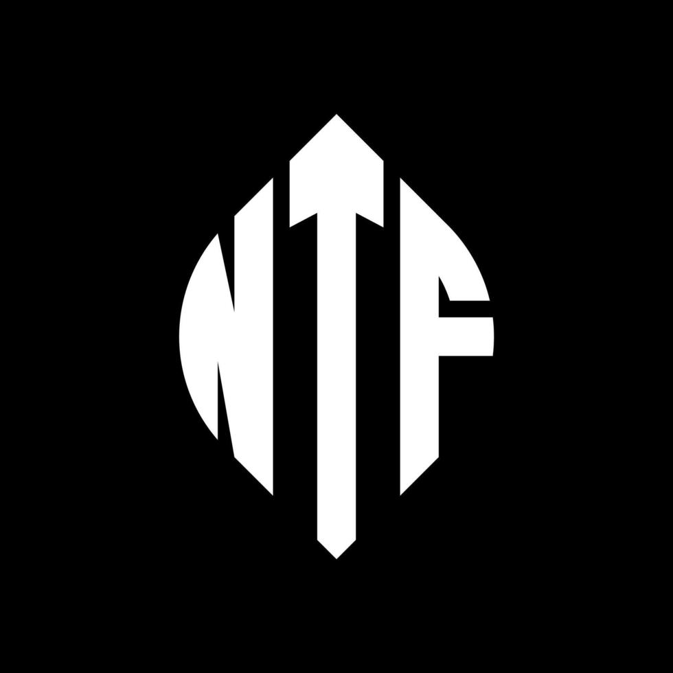 diseño de logotipo de letra de círculo ntf con forma de círculo y elipse. letras de elipse ntf ...