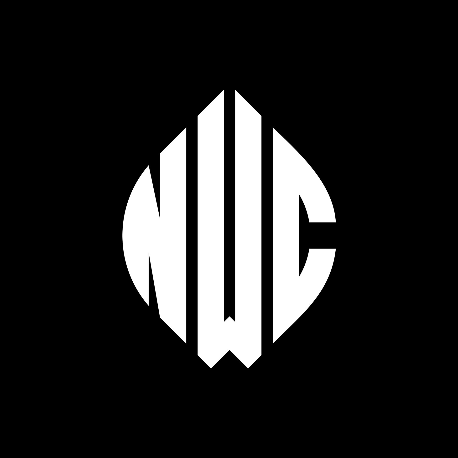 Nwc Circle Letter Logo Design With Circle And Ellipse Shape Nwc Ellipse Letters With
