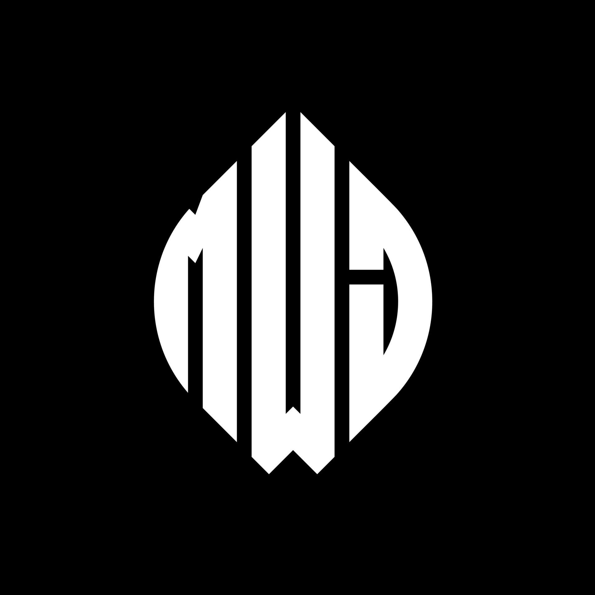 mwj diseño de logotipo de letra circular con forma de círculo y elipse. Letras de elipse mwj con ...