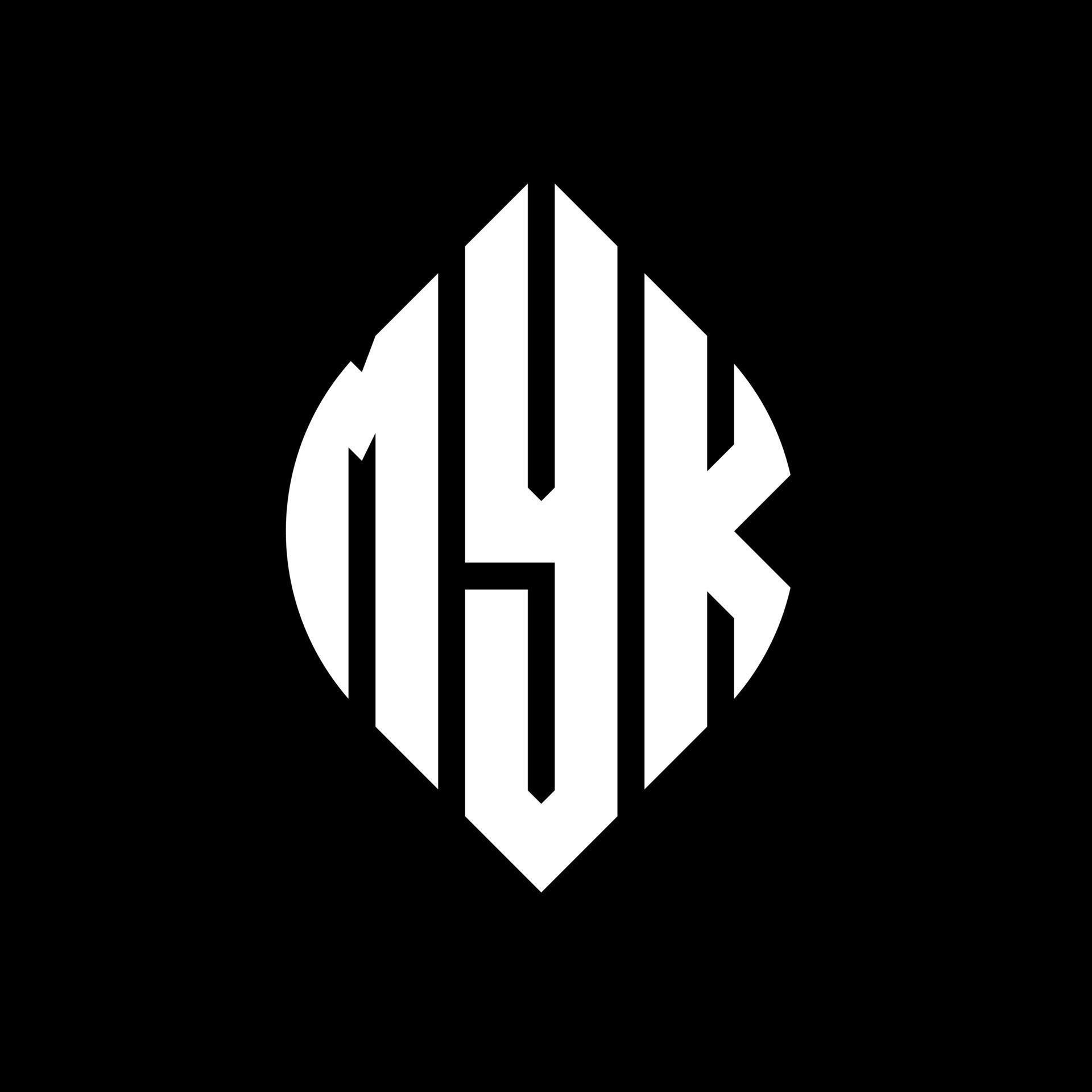 diseño de logotipo de letra myk circle con forma de círculo y elipse. myk letras elipses con ...