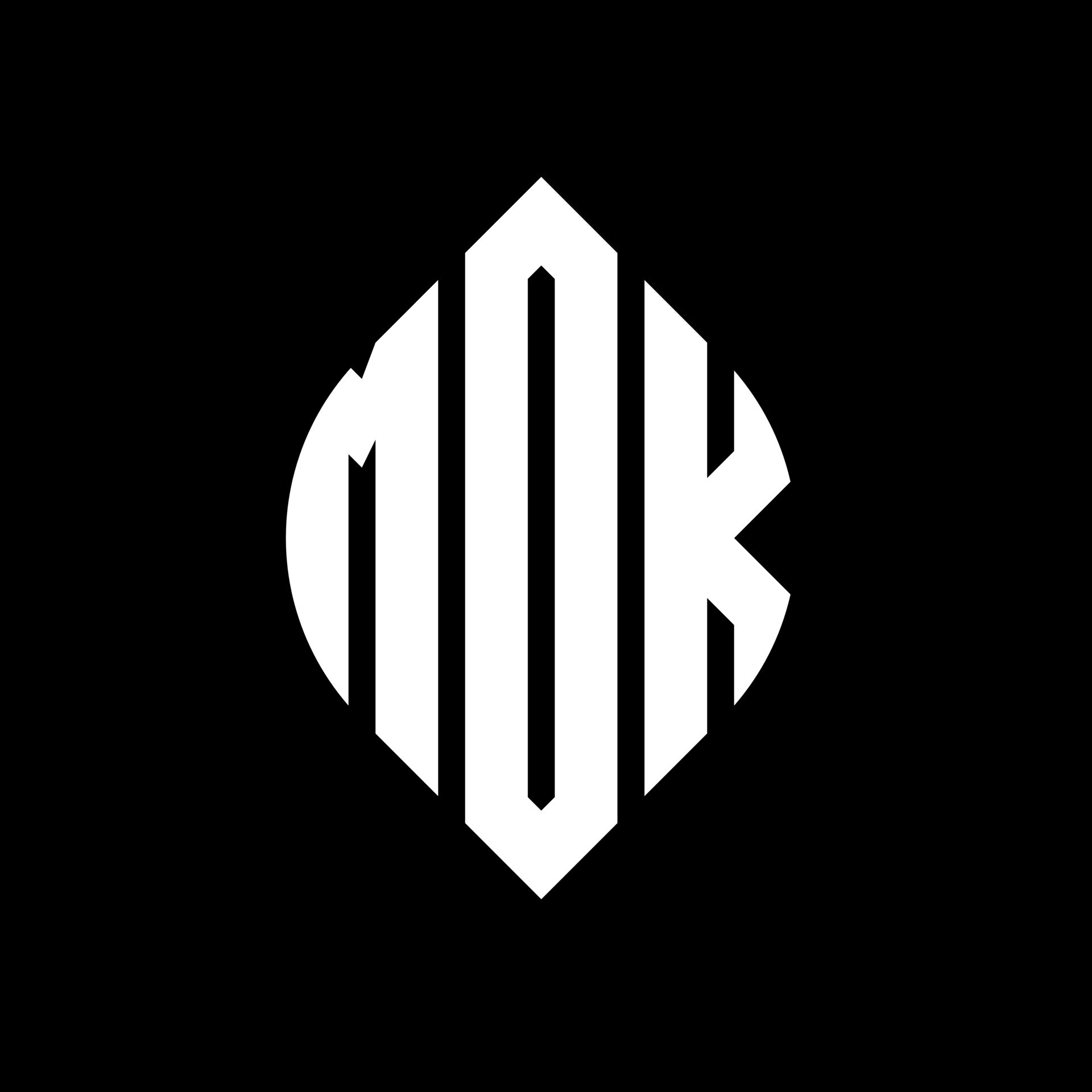 diseño de logotipo de letra de círculo mok con forma de círculo y elipse. mok letras elipses con ...