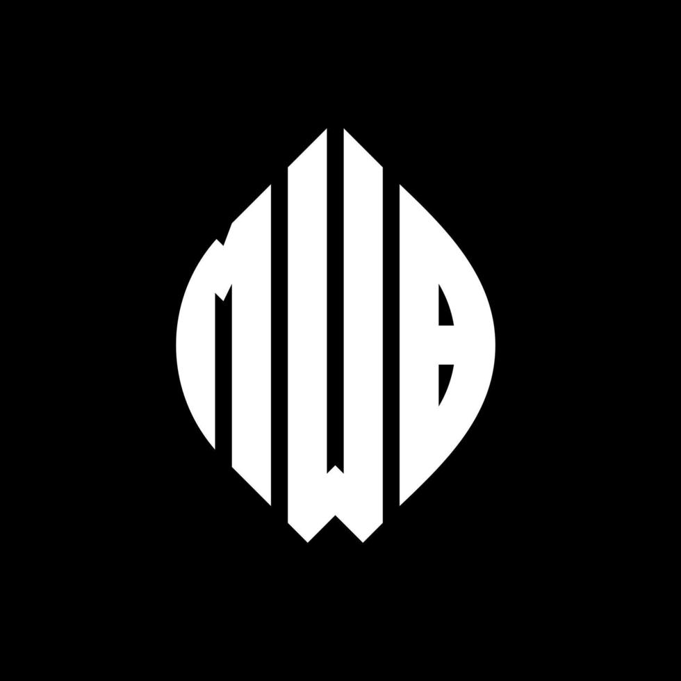 Diseño de logotipo de letra de círculo mwb con forma de círculo y elipse. Letras de elipse mwb ...