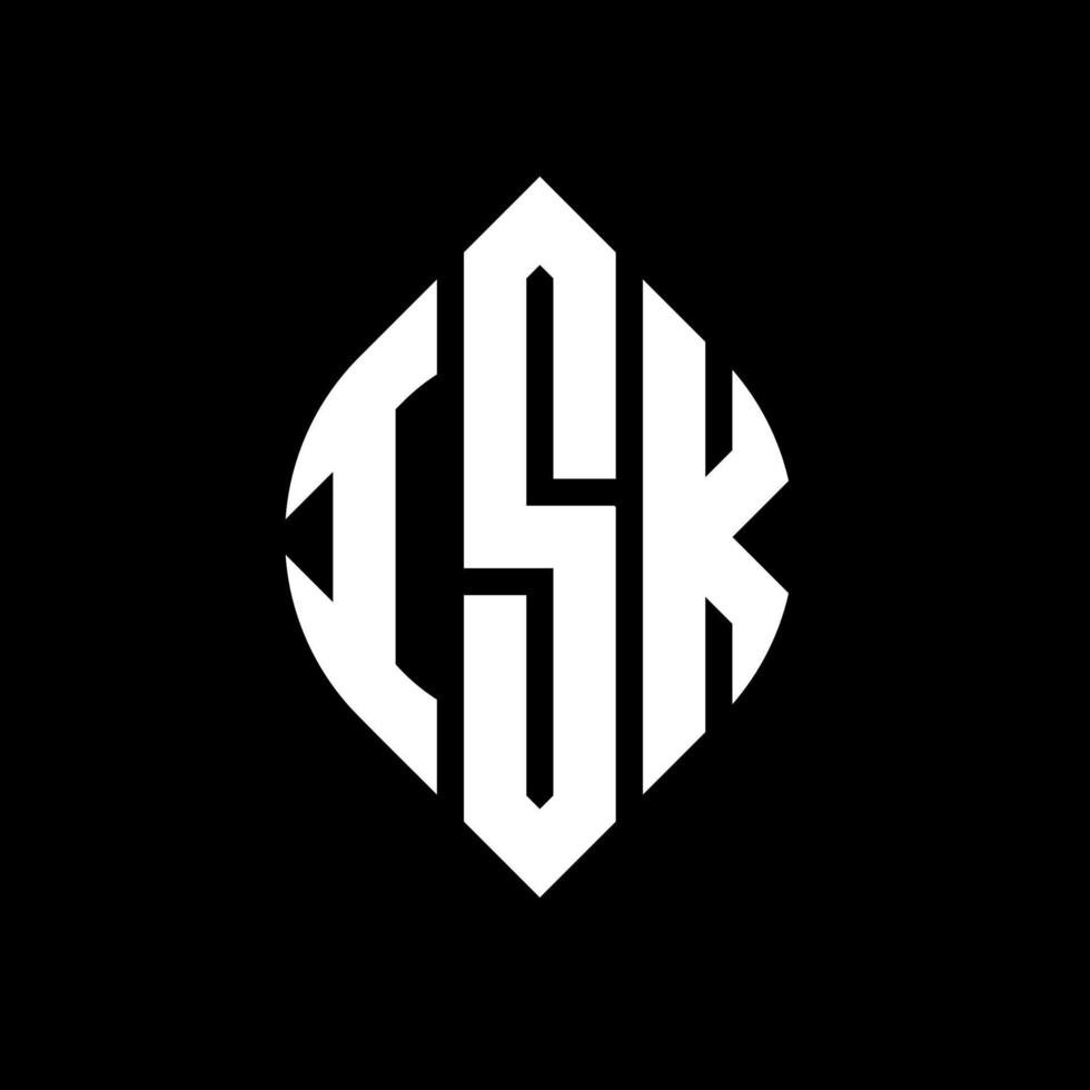 diseño de logotipo de letra de círculo isk con forma de círculo y elipse. isk letras elipses con ...