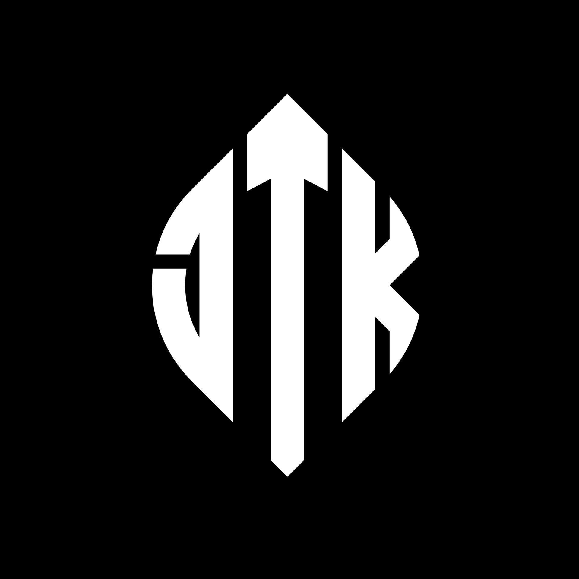 JTK circle letter logo design with circle and ellipse shape. JTK ellipse letters with ...
