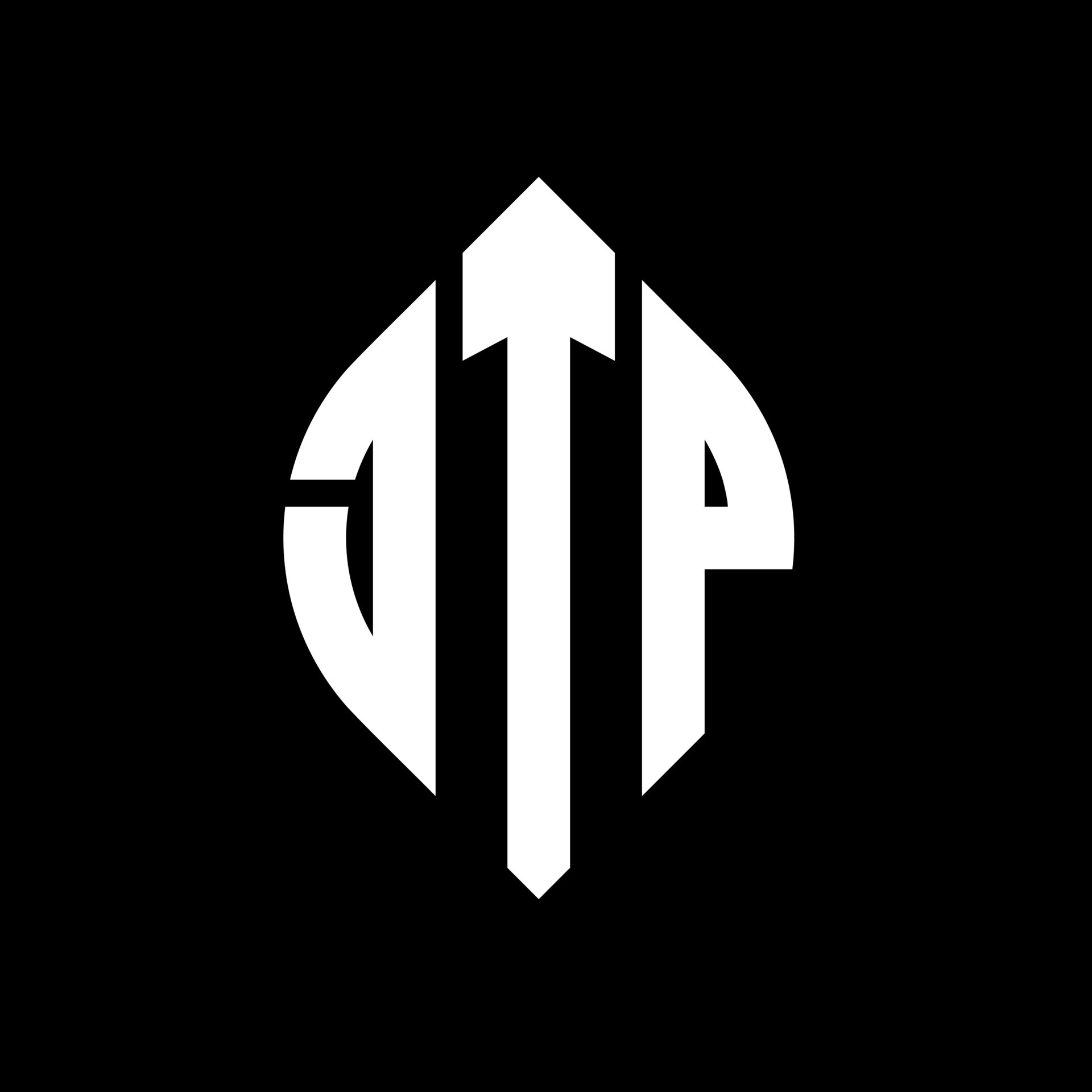 diseño de logotipo de letra de círculo jtp con forma de círculo y elipse. jtp letras elipses con ...
