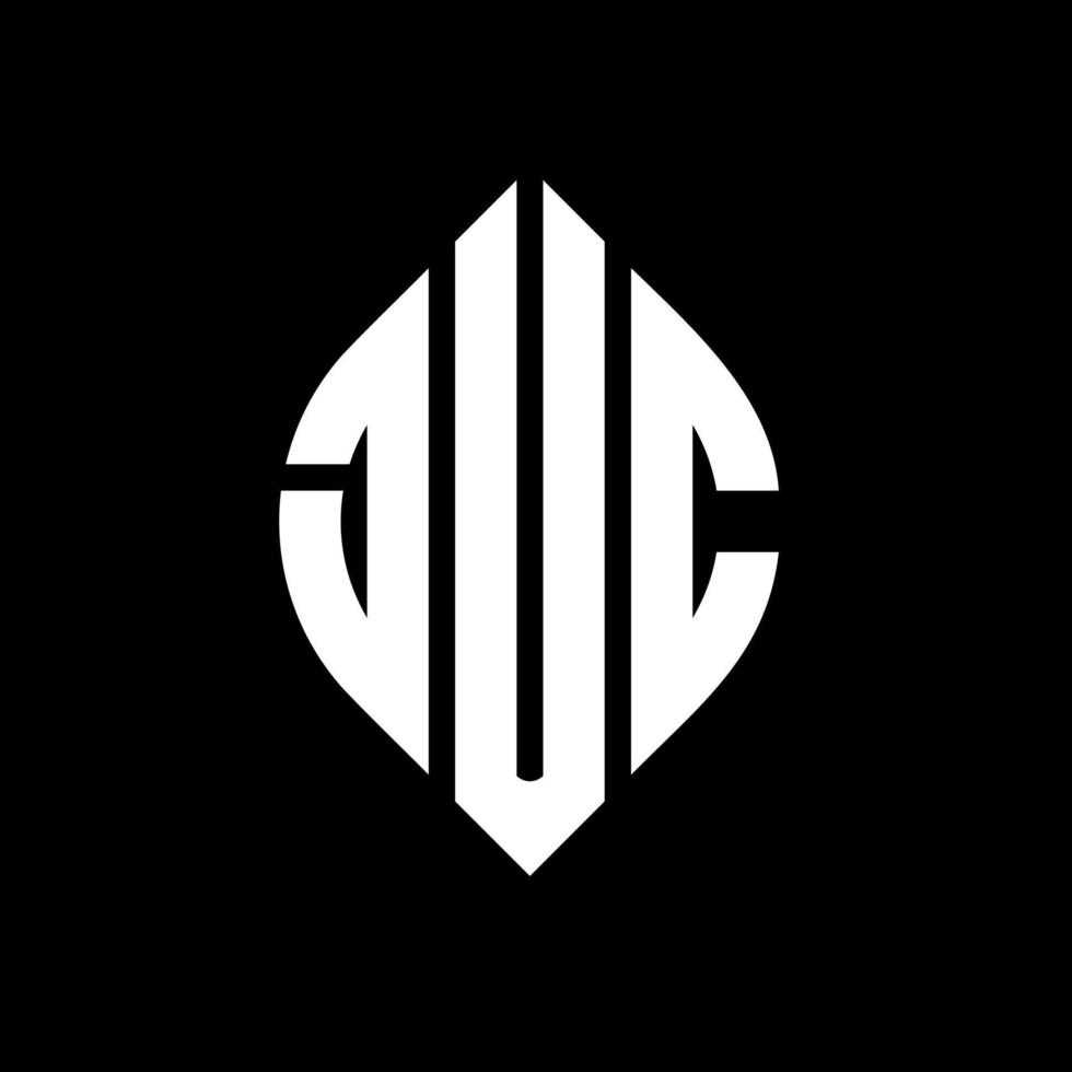diseño de logotipo de letra de círculo juc con forma de círculo y elipse. juc letras elipses con ...