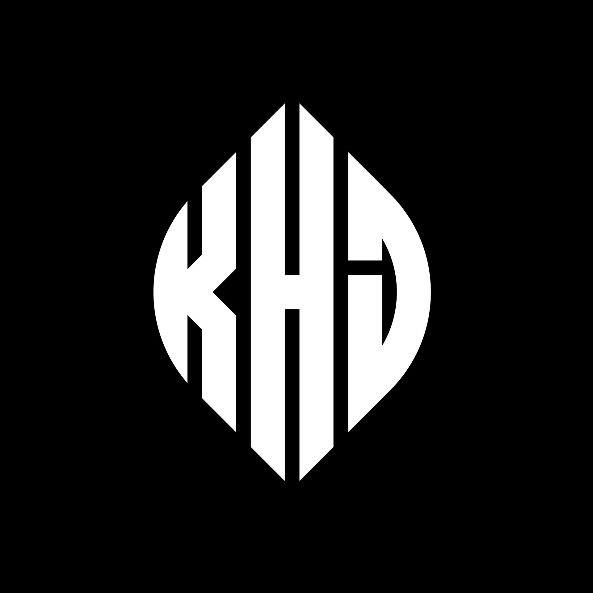 diseño de logotipo de letra de círculo khj con forma de círculo y elipse. letras elipses khj con ...