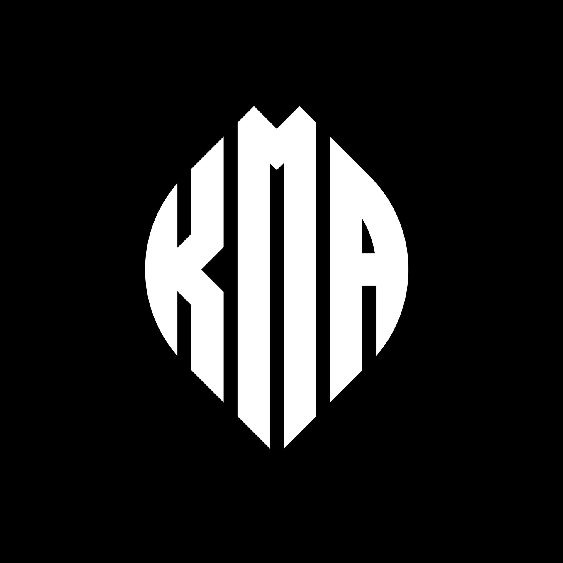 diseño de logotipo de letra de círculo kma con forma de círculo y elipse. kma letras elipses con ...
