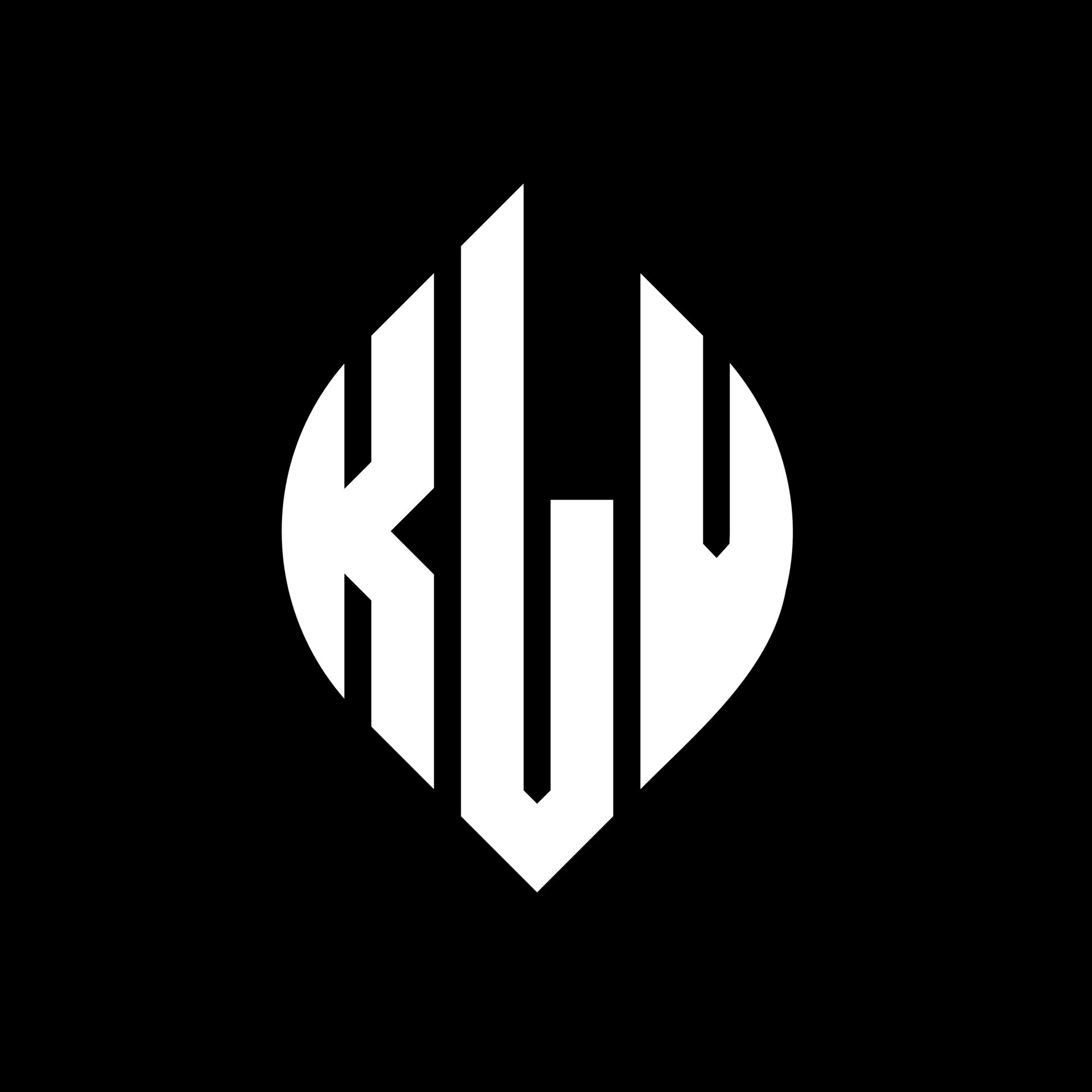 KLV circle letter logo design with circle and ellipse shape. KLV ellipse letters with ...