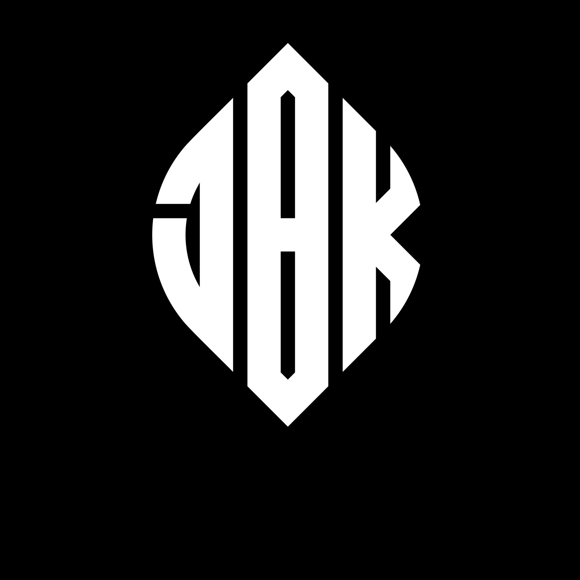 JBK circle letter logo design with circle and ellipse shape. JBK ellipse letters with ...