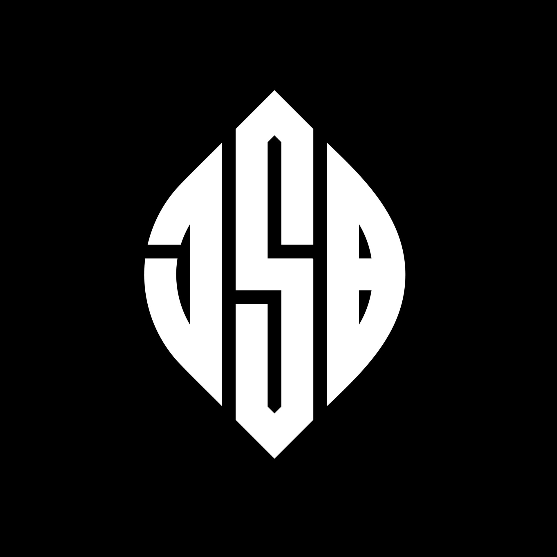 Diseño de logotipo de letra de círculo jsb con forma de círculo y elipse. jsb letras elipses con ...