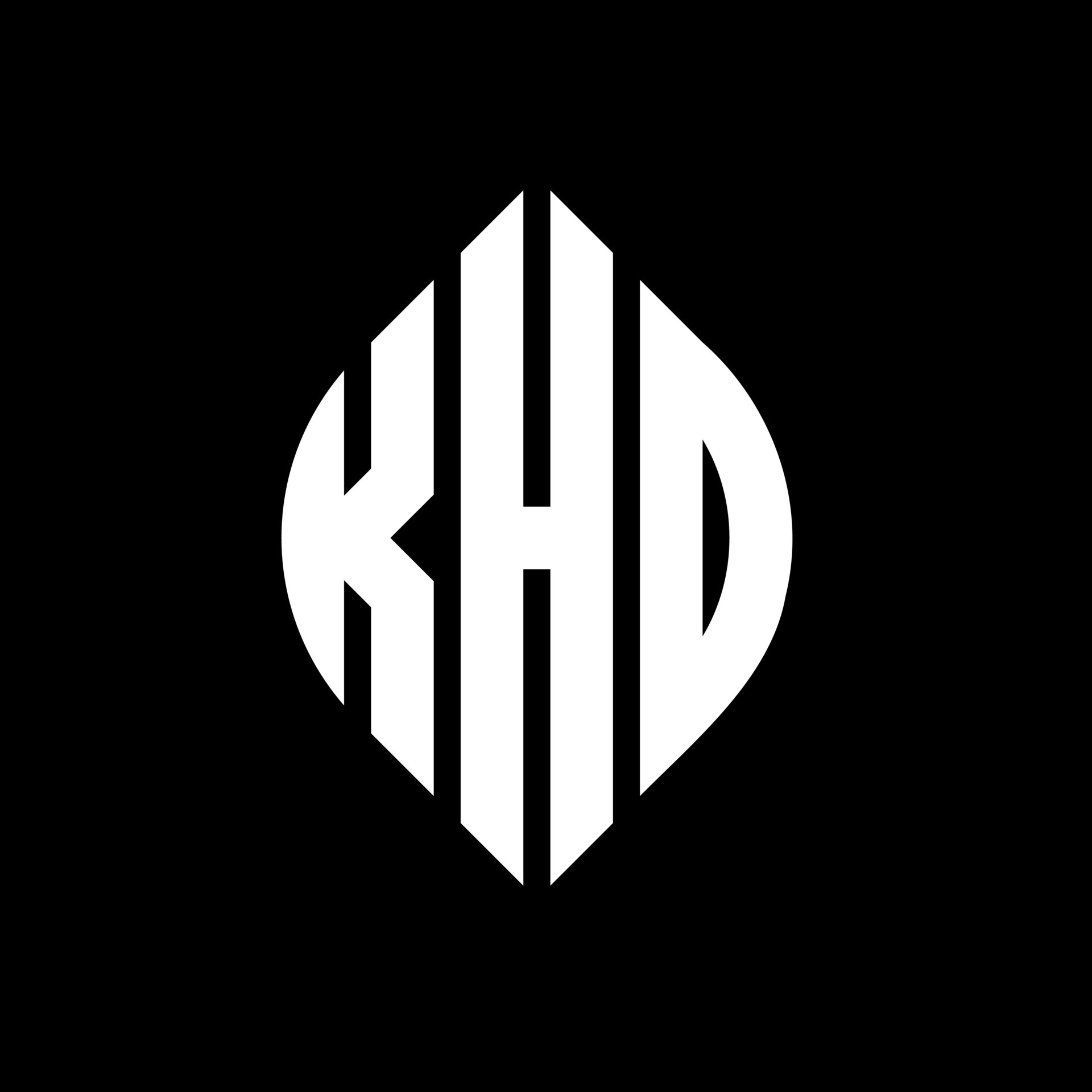 diseño de logotipo de letra de círculo khd con forma de círculo y elipse. letras de elipse khd ...