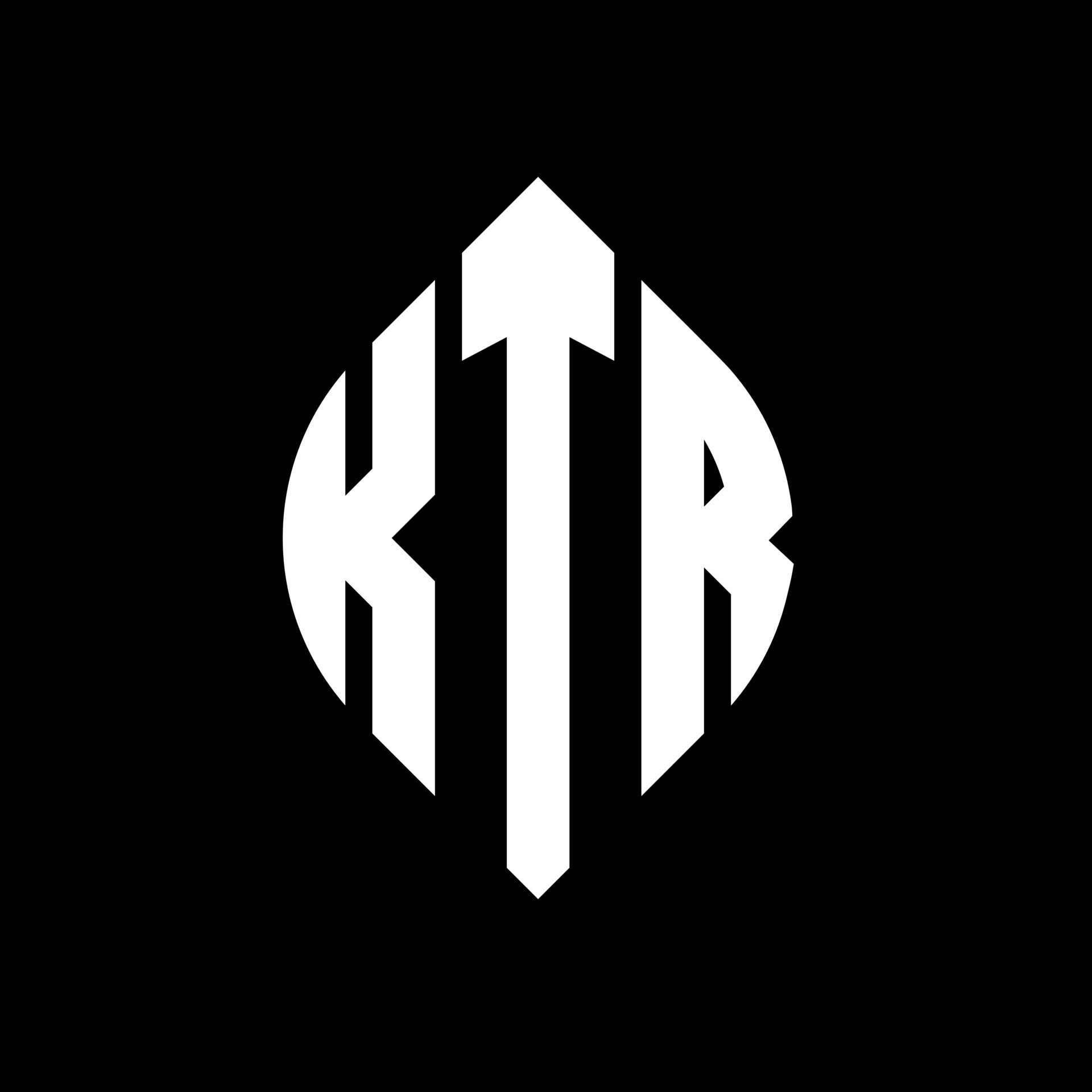 diseño de logotipo de letra de círculo ktr con forma de círculo y elipse. ktr elipse letras con ...