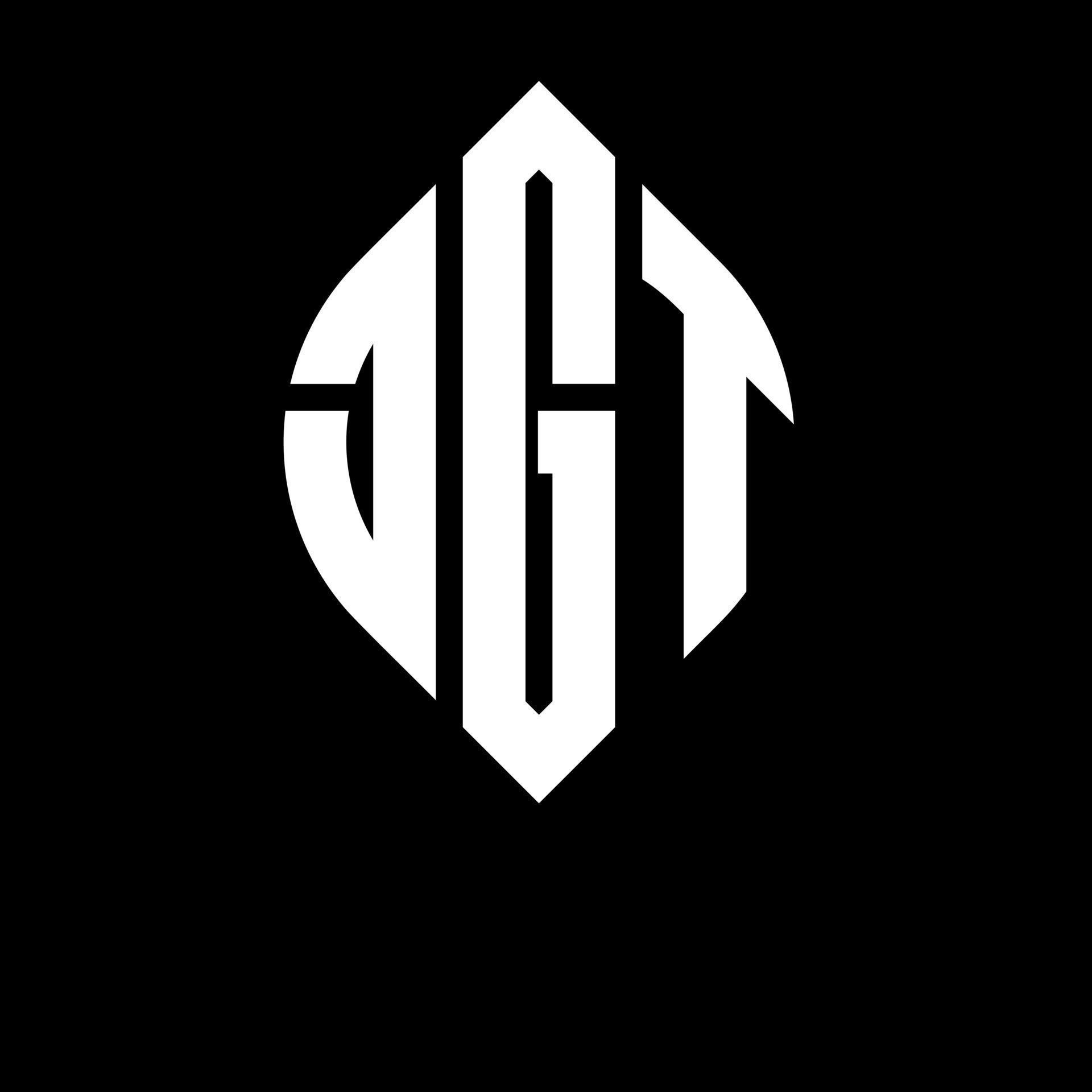 diseño de logotipo de letra de círculo jgt con forma de círculo y elipse. jgt letras elipses con ...