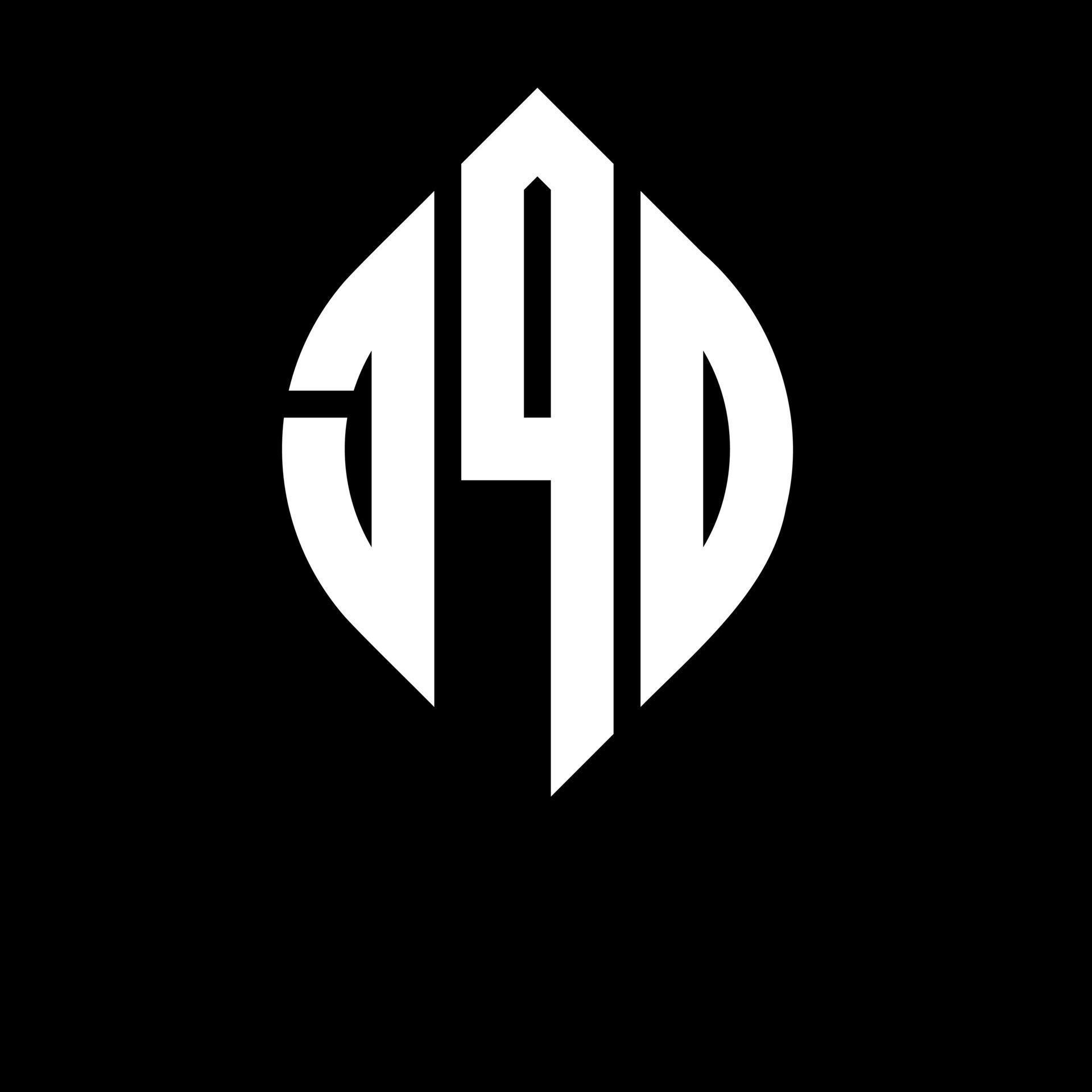 JQD circle letter logo design with circle and ellipse shape. JQD ellipse letters with ...