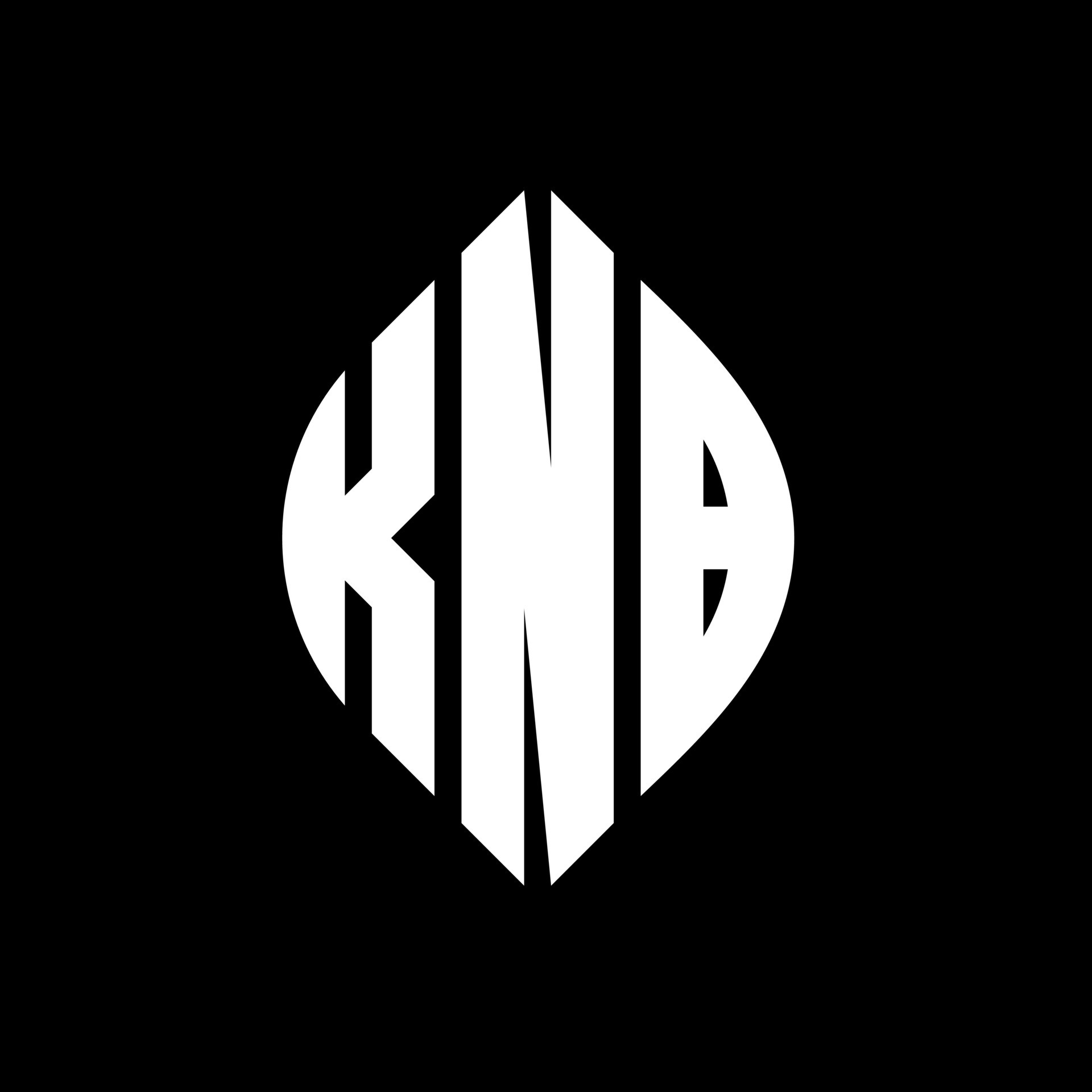 KNB circle letter logo design with circle and ellipse shape. KNB ellipse letters with ...