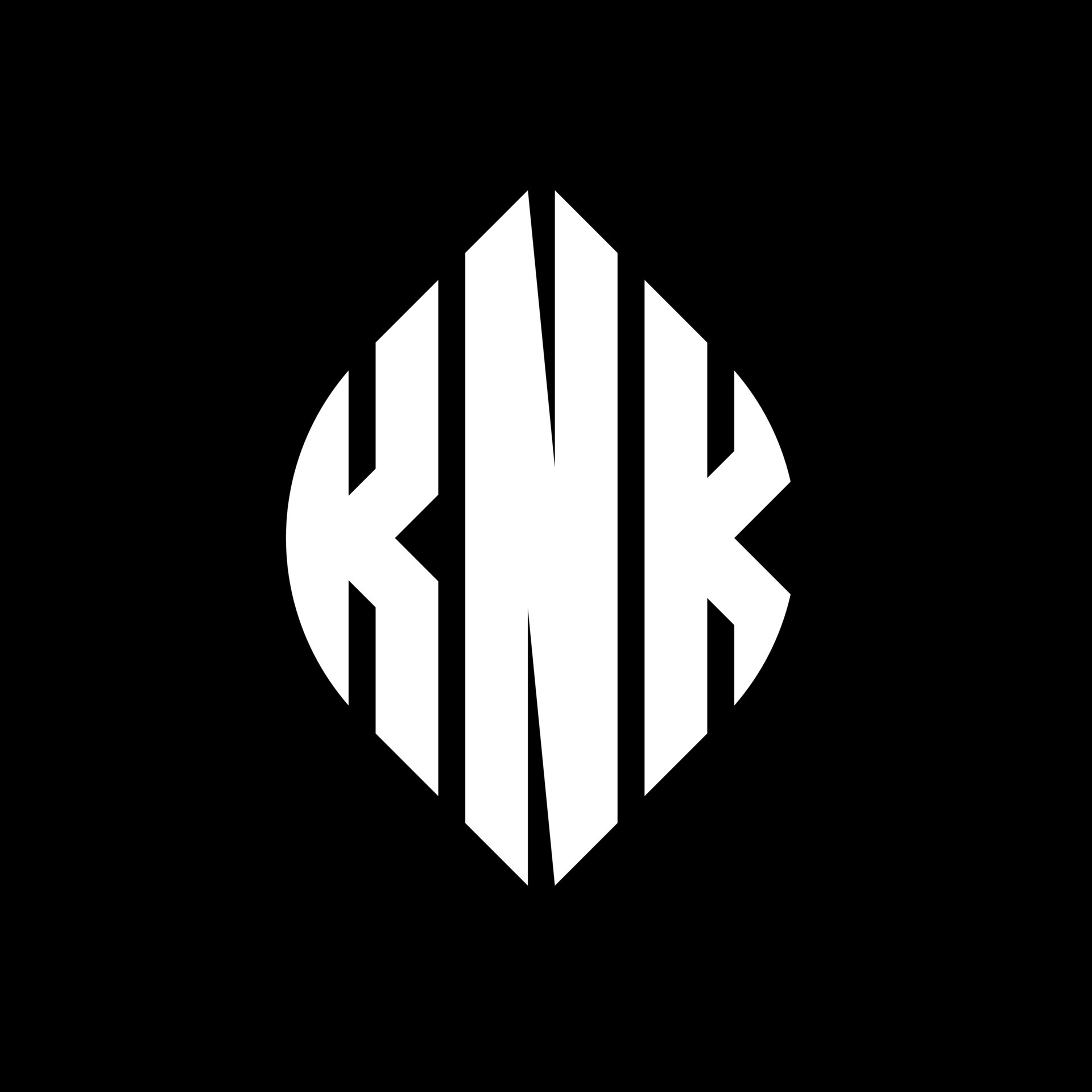 diseño de logotipo de letra de círculo knk con forma de círculo y elipse. knk letras elipses con ...