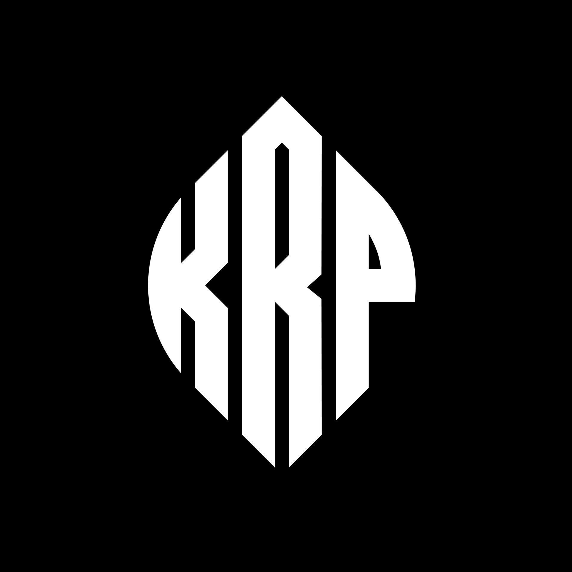 diseño de logotipo de letra de círculo krp con forma de círculo y elipse. krp letras elipses con ...