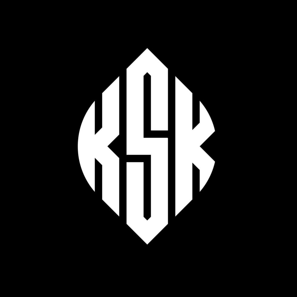 diseño de logotipo de letra de círculo ksk con forma de círculo y elipse. ksk letras elipses con ...