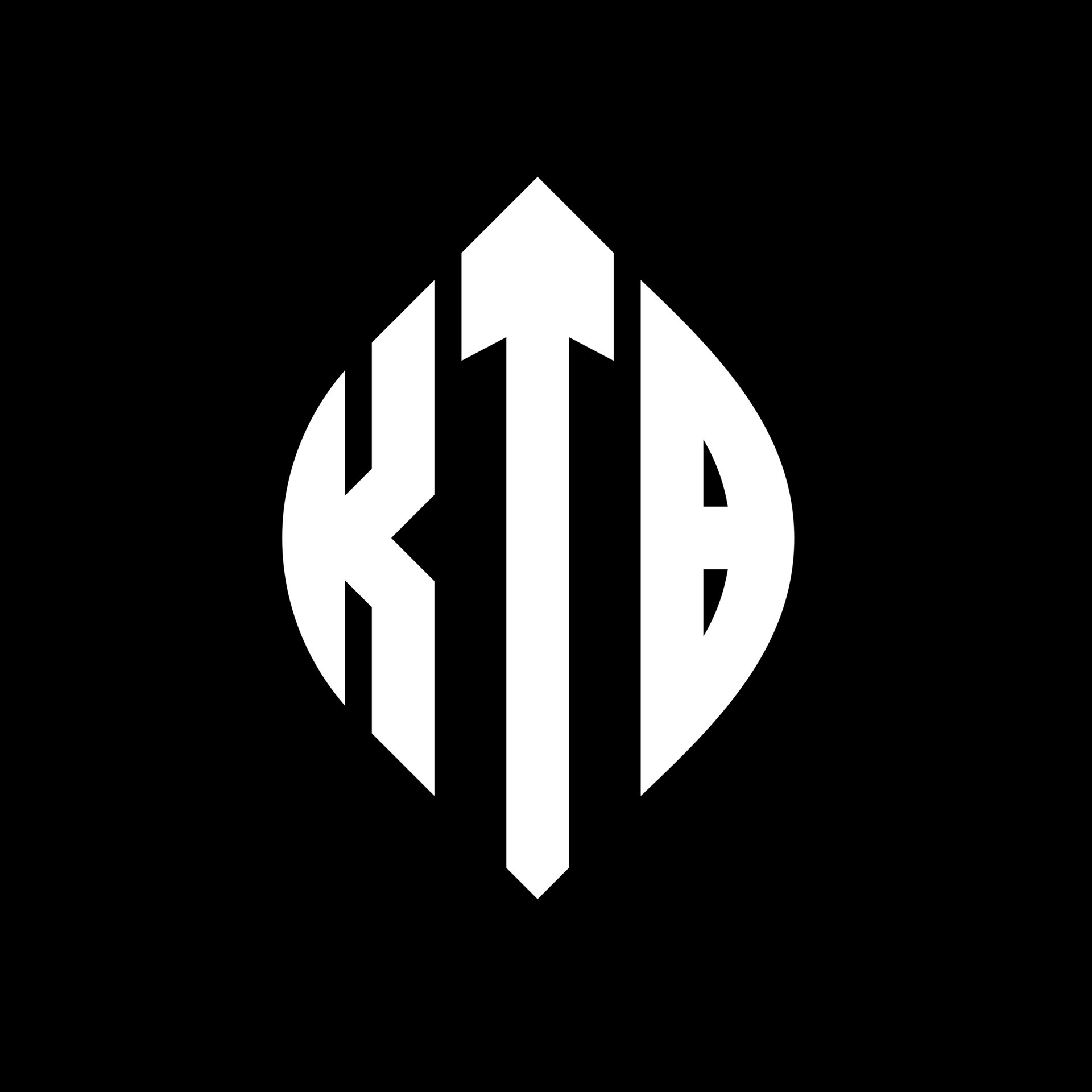 diseño de logotipo de letra de círculo ktb con forma de círculo y elipse. ktb letras elipses con ...