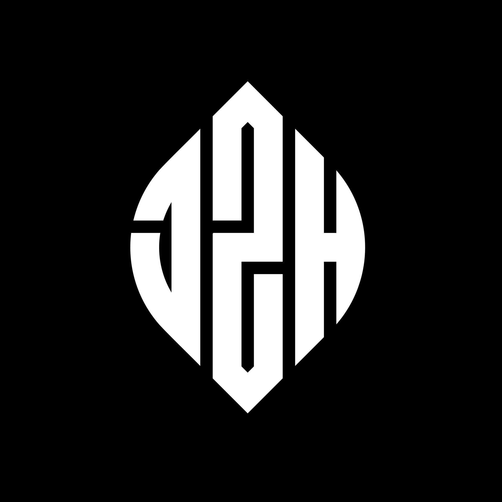JZH circle letter logo design with circle and ellipse shape. JZH ellipse letters with ...