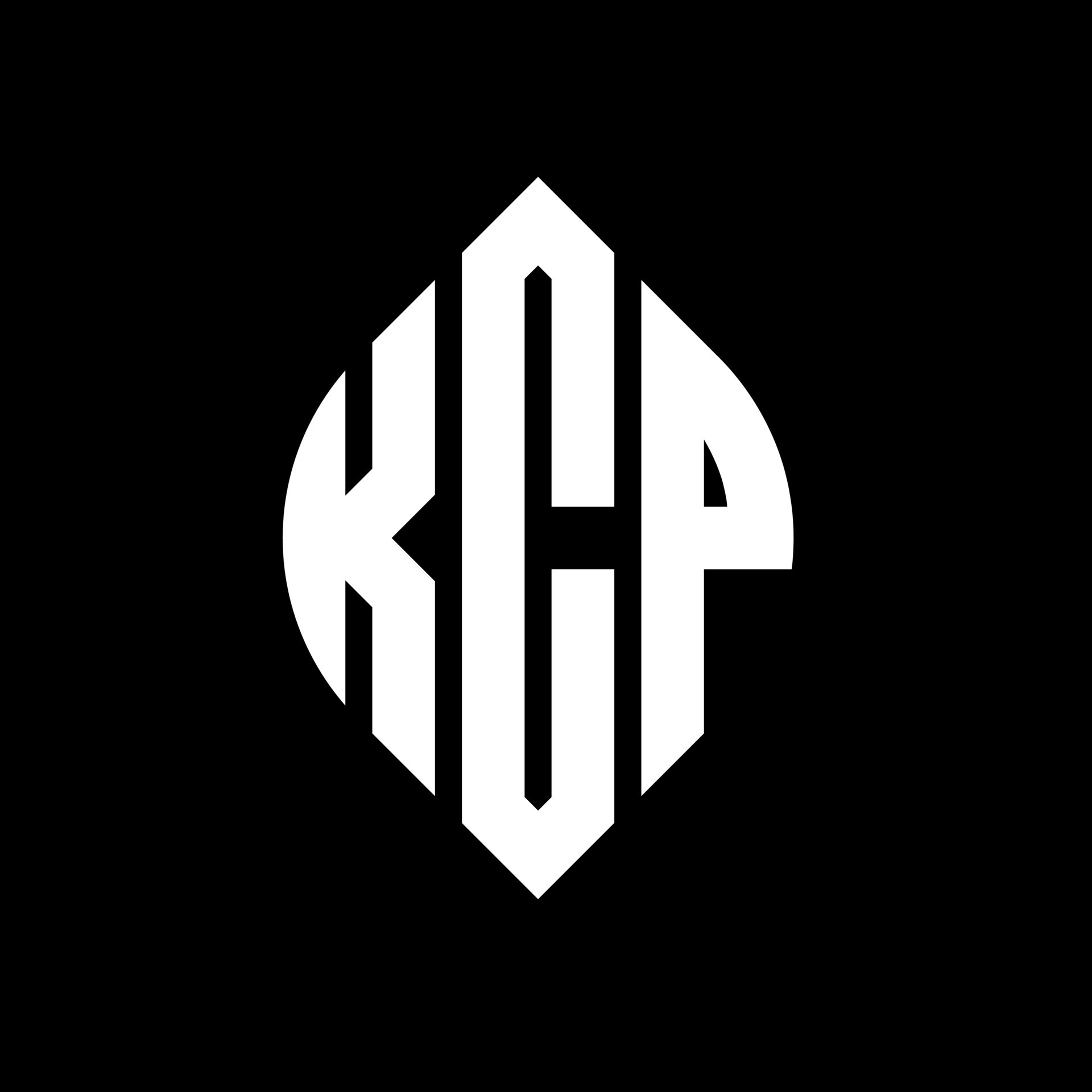 diseño de logotipo de letra de círculo kcp con forma de círculo y elipse. kcp letras elipses con ...