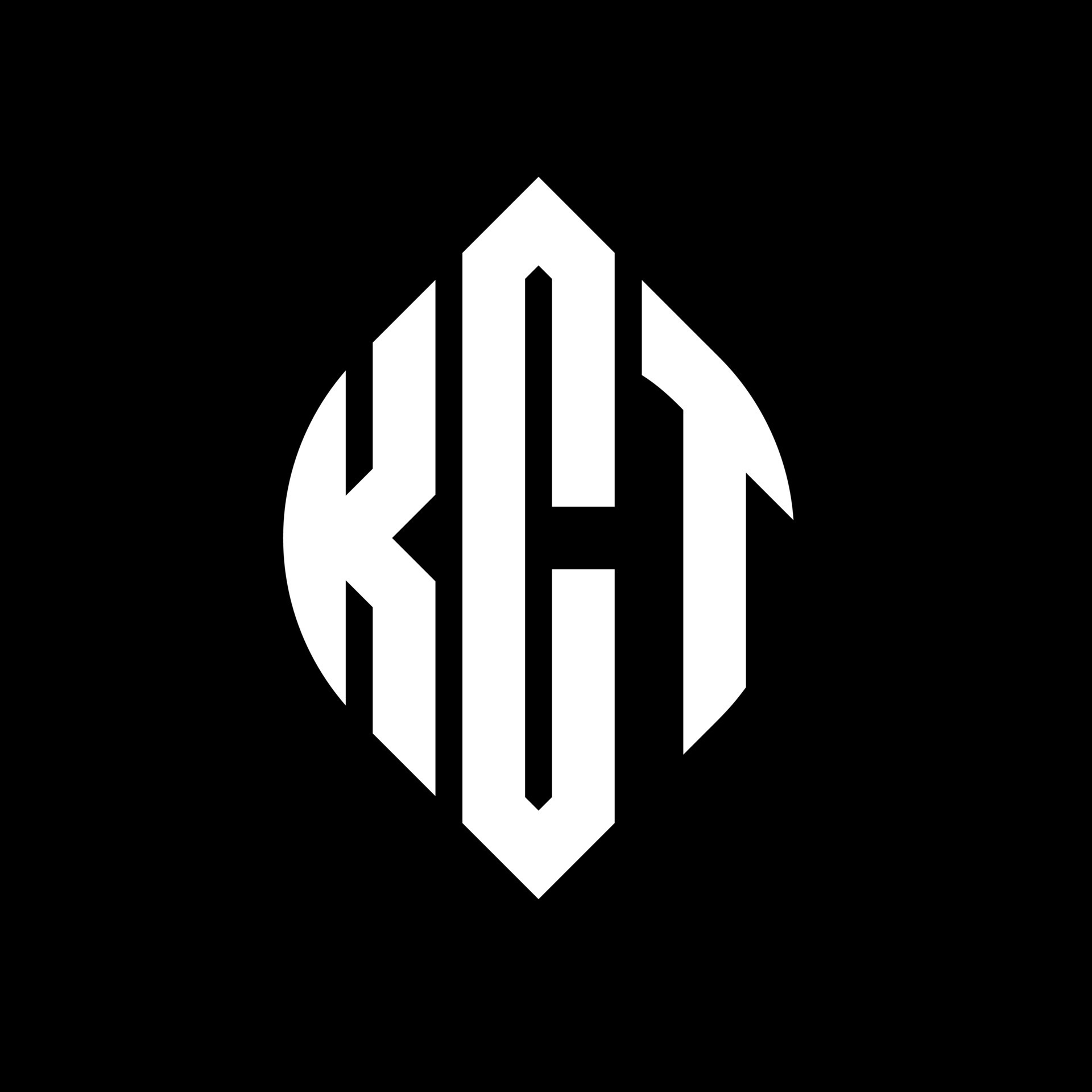 diseño de logotipo de letra de círculo kct con forma de círculo y elipse. kct letras elipses con ...
