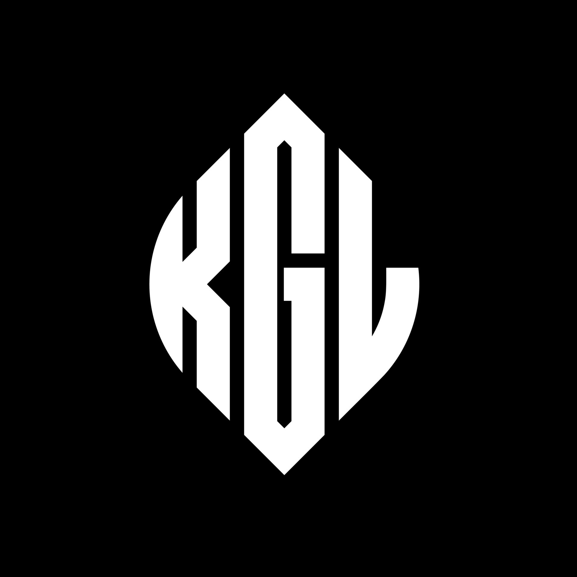 diseño de logotipo de letra de círculo kgl con forma de círculo y elipse. kgl letras elipses con ...