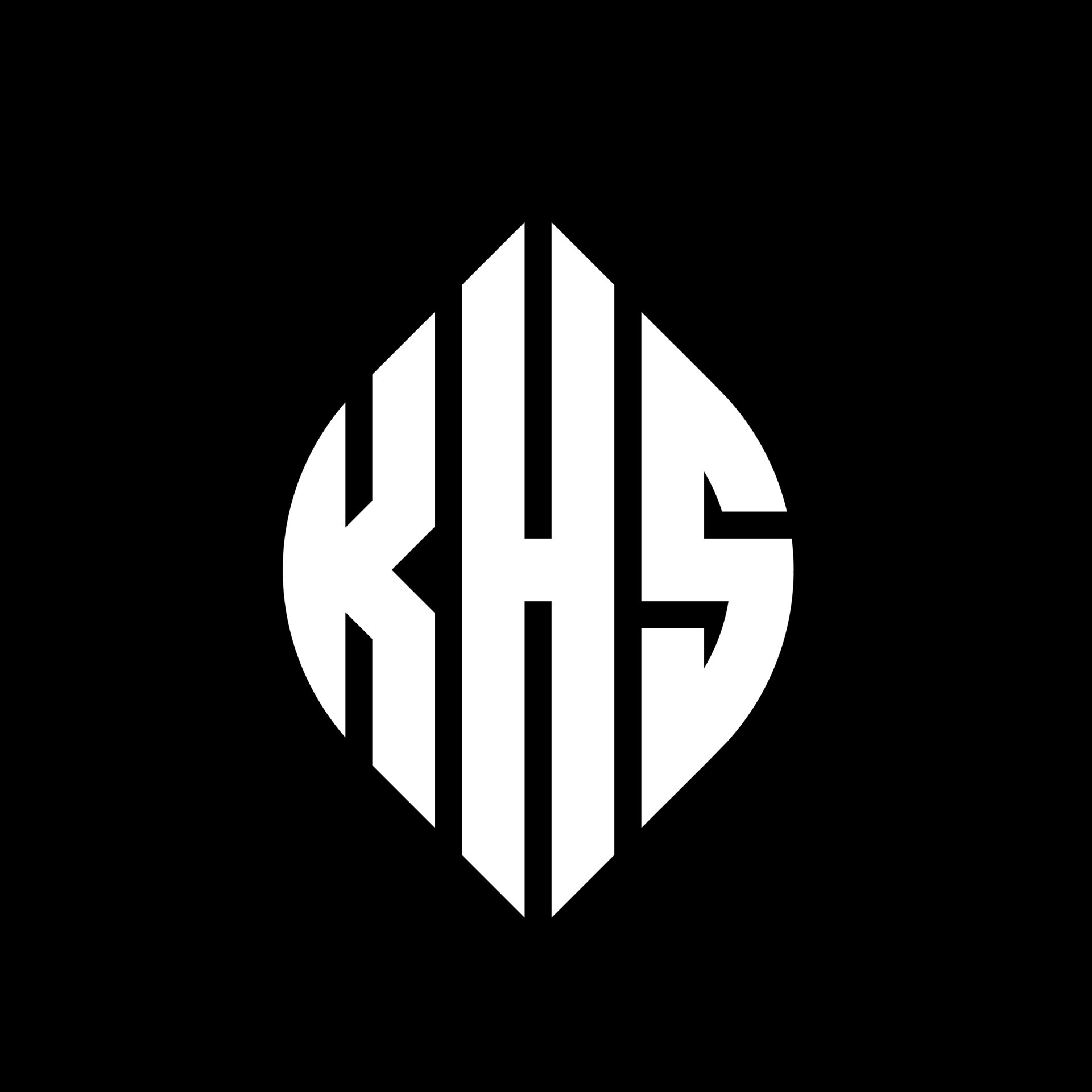 diseño de logotipo de letra circular khs con forma de círculo y elipse. khs letras elipses con ...
