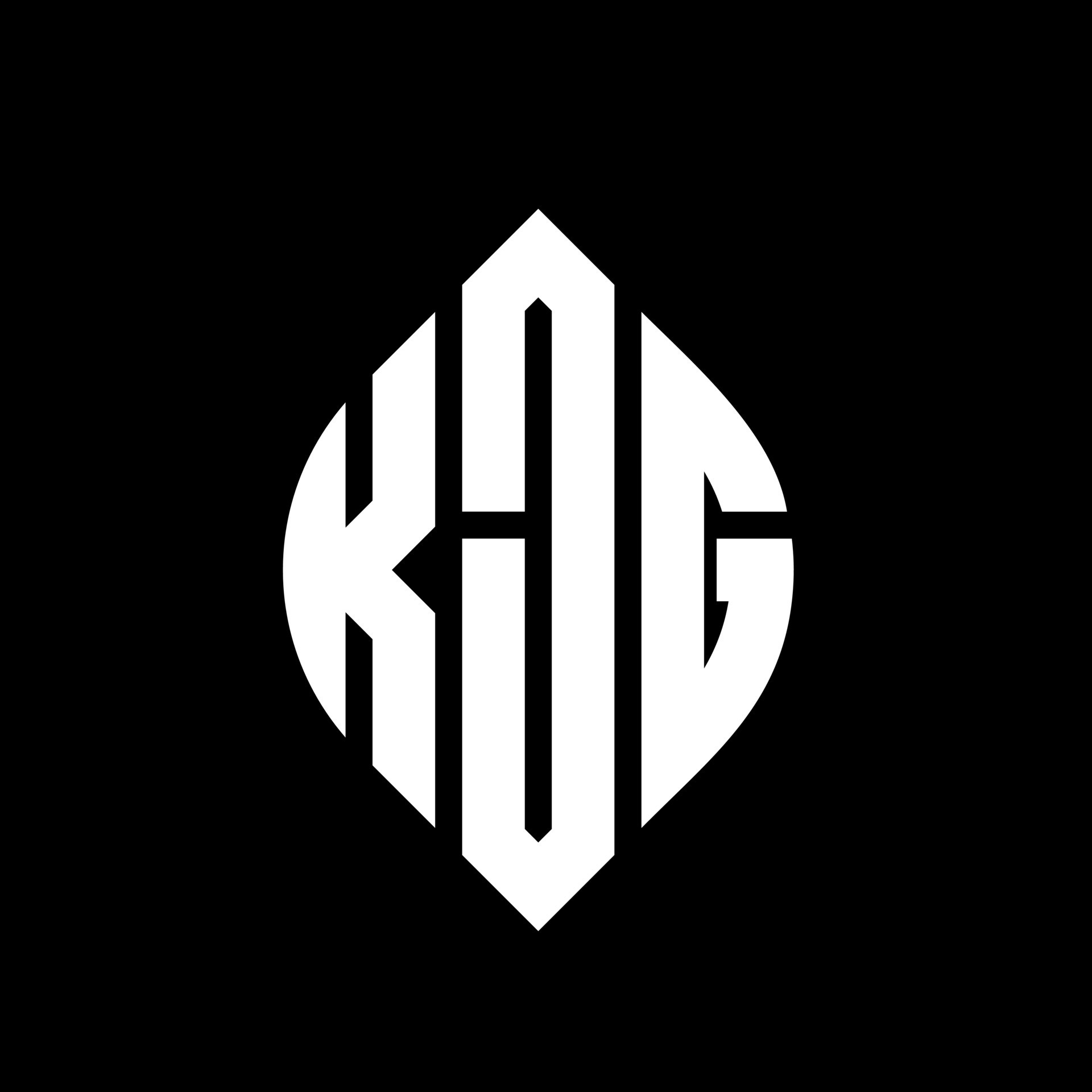 diseño de logotipo de letra de círculo kjg con forma de círculo y elipse. kjg letras elipses con ...