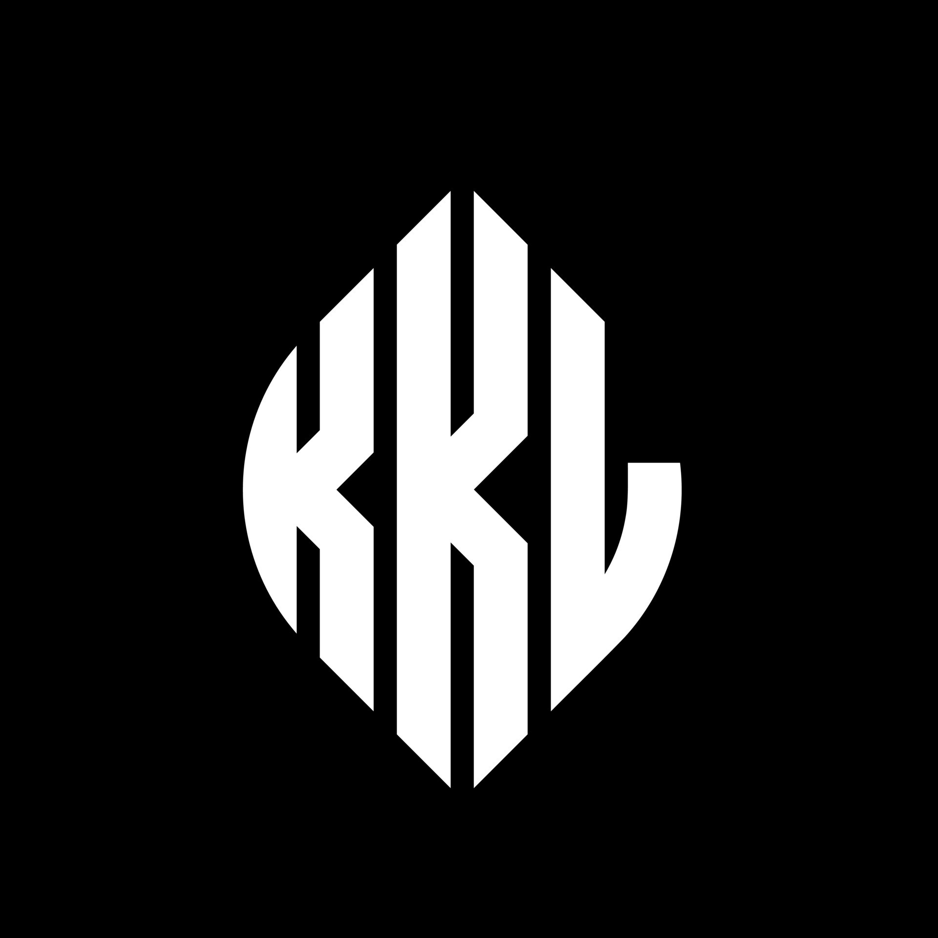diseño de logotipo de letra de círculo kkl con forma de círculo y elipse. letras elipses kkl con ...