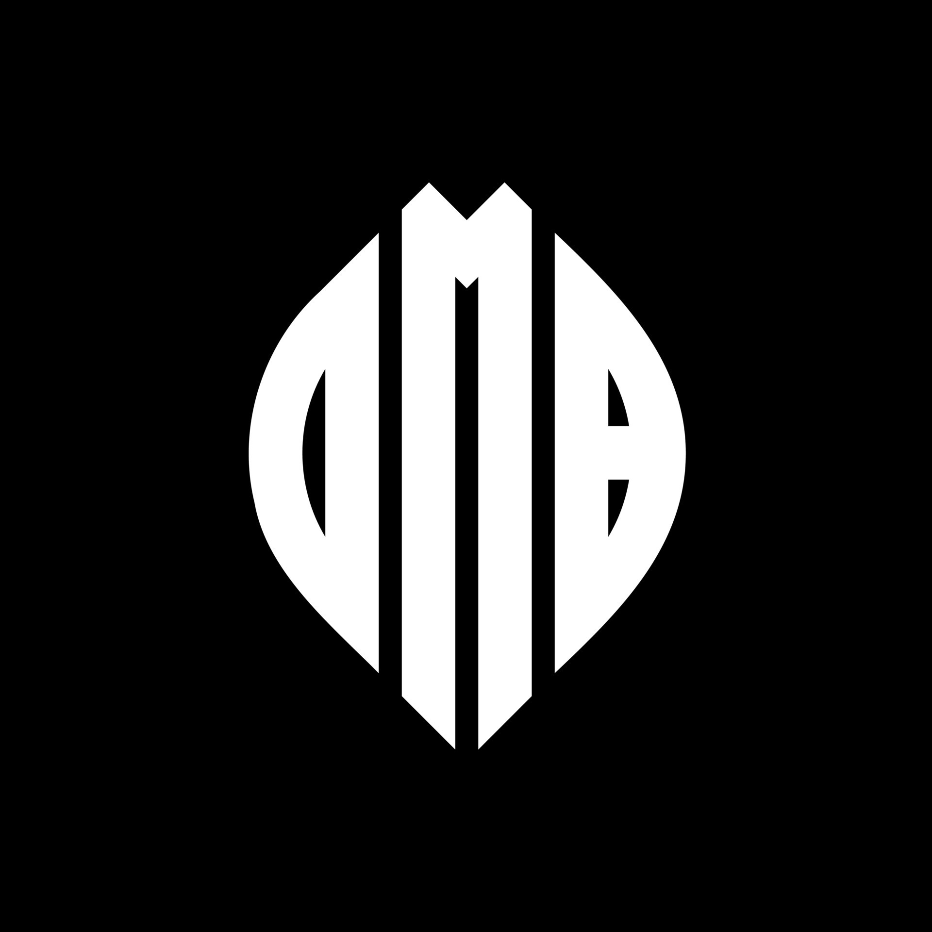 DMB circle letter logo design with circle and ellipse shape. DMB ellipse letters with ...