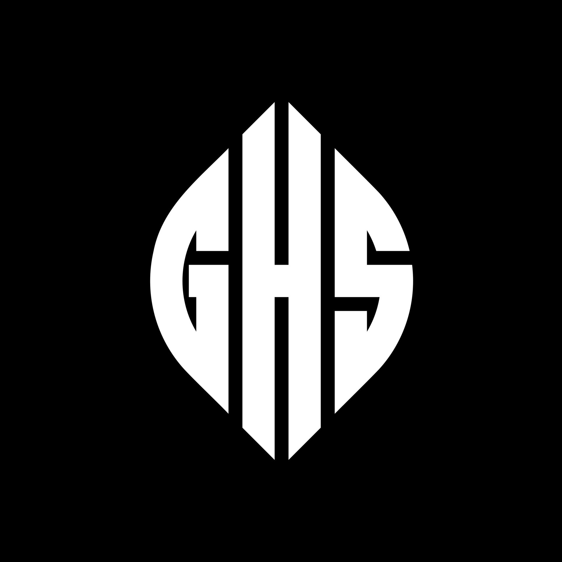 GHS circle letter logo design with circle and ellipse shape. GHS ellipse letters with ...