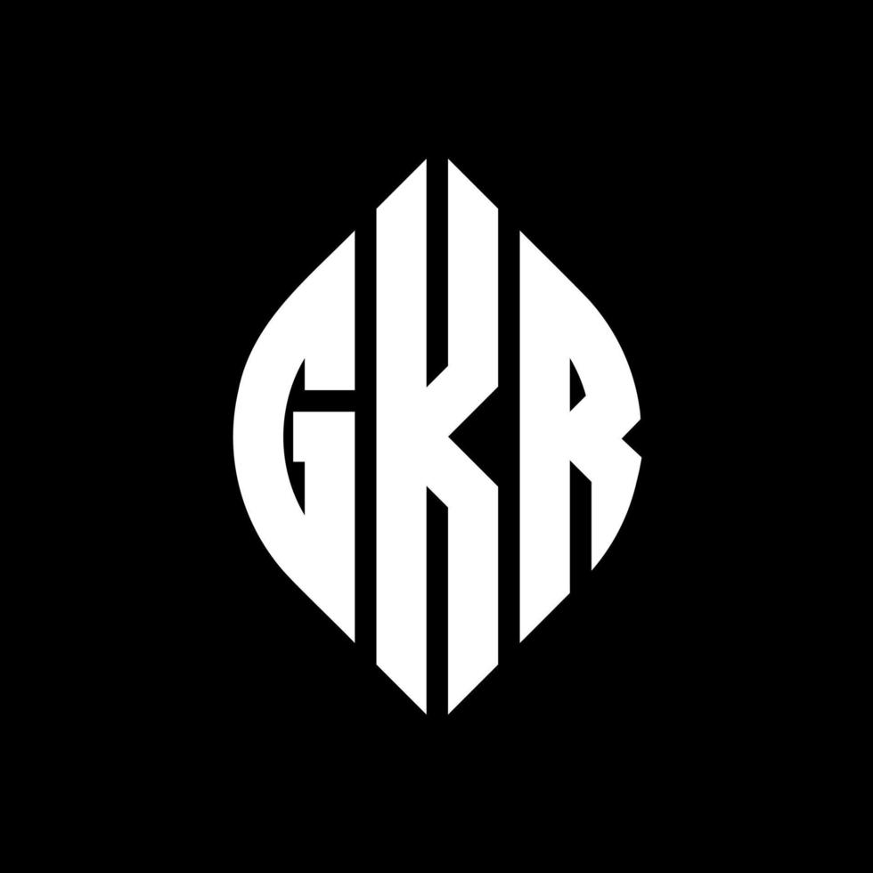 diseño de logotipo de letra de círculo gkr con forma de círculo y elipse. gkr letras elipses con ...