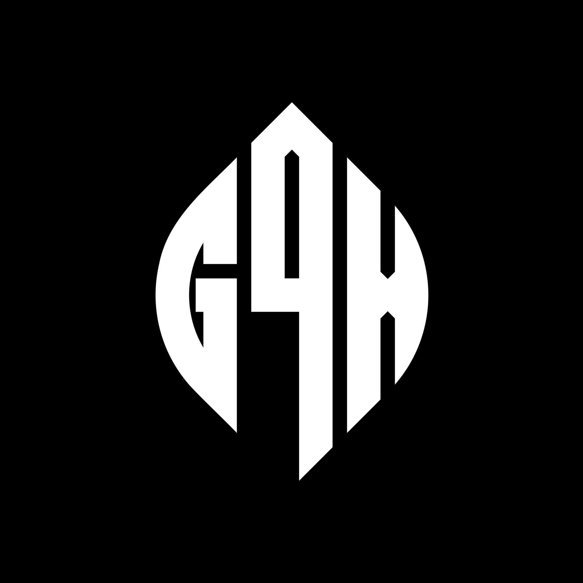 GQX circle letter logo design with circle and ellipse shape. GQX ellipse letters with ...
