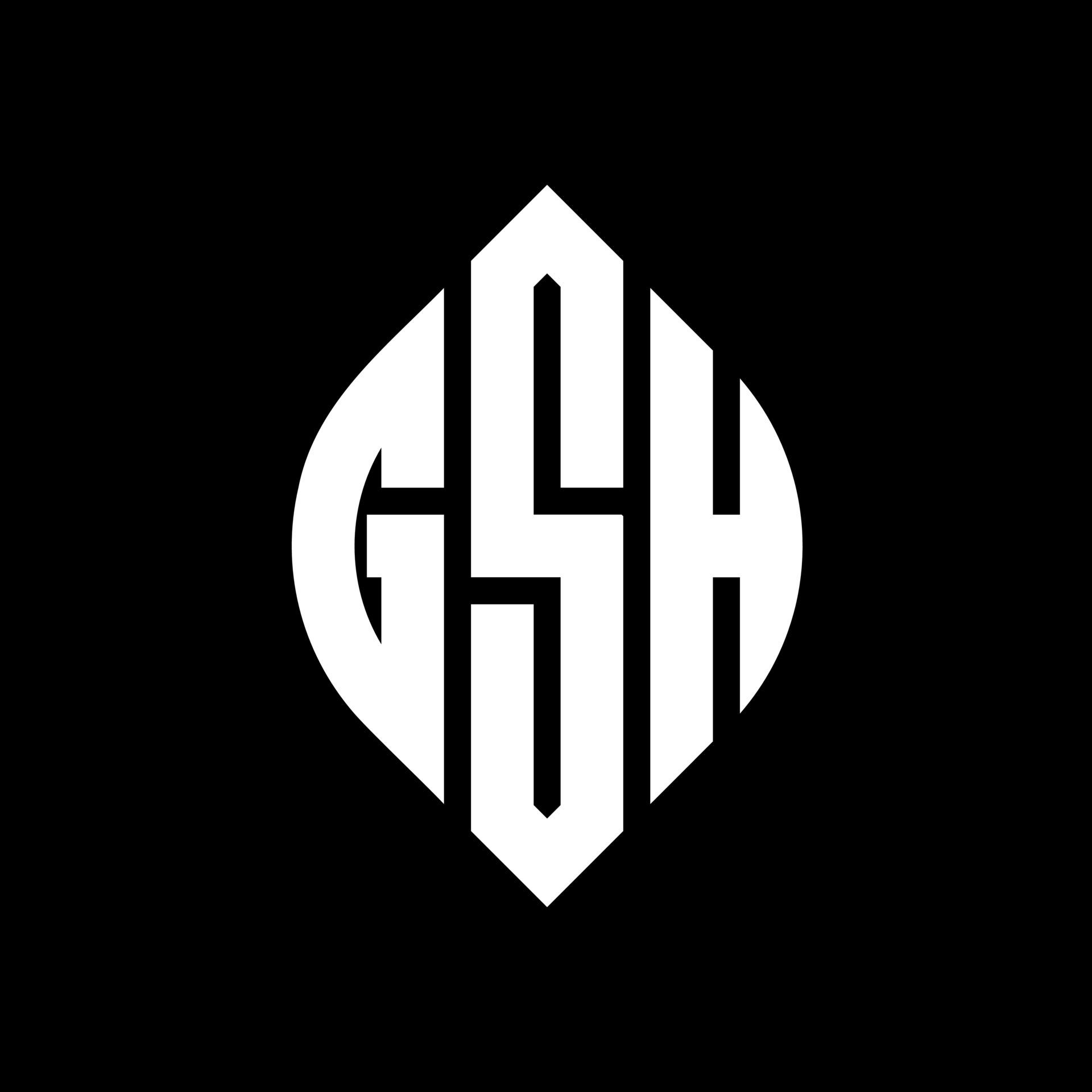 diseño de logotipo de letra de círculo gsh con forma de círculo y elipse. gsh letras elipses con ...