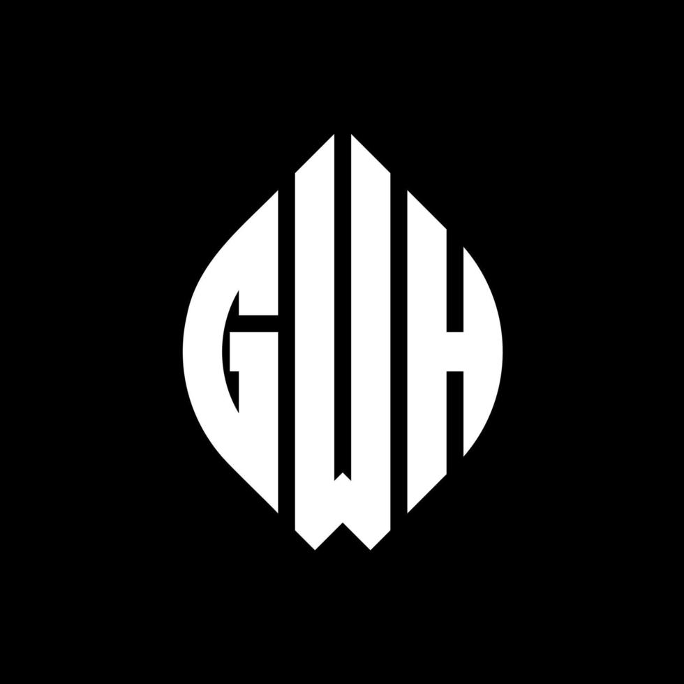 diseño de logotipo de letra de círculo gwh con forma de círculo y elipse. gwh letras elipses con ...