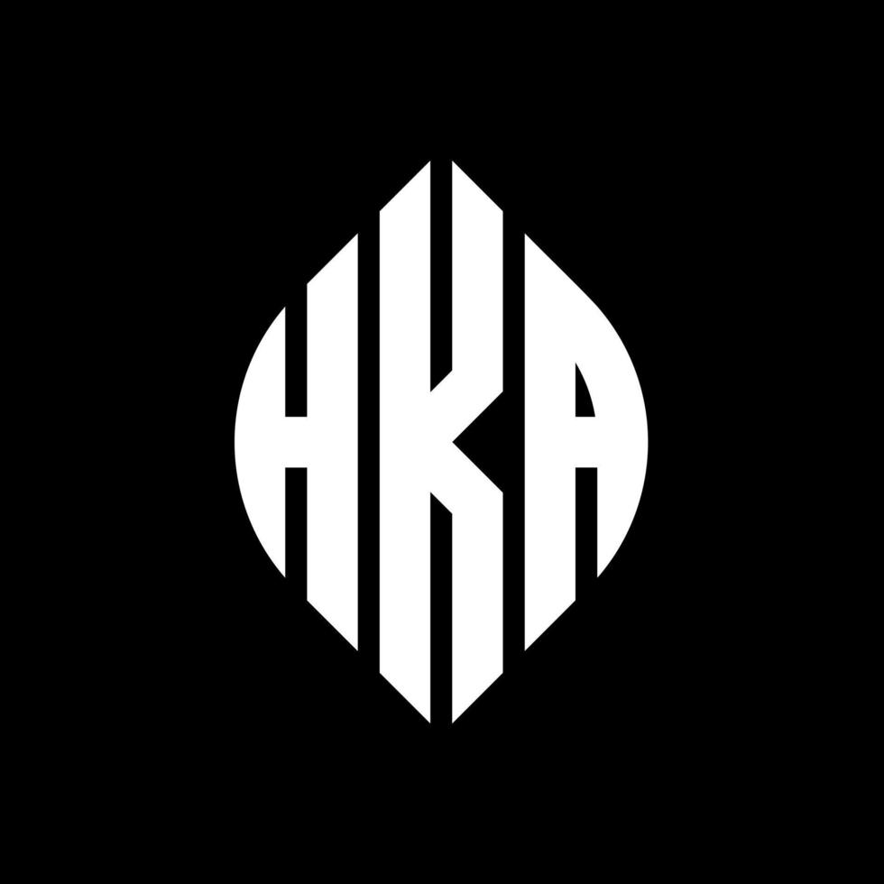diseño de logotipo de letra de círculo hka con forma de círculo y elipse. hka letras elipses con ...
