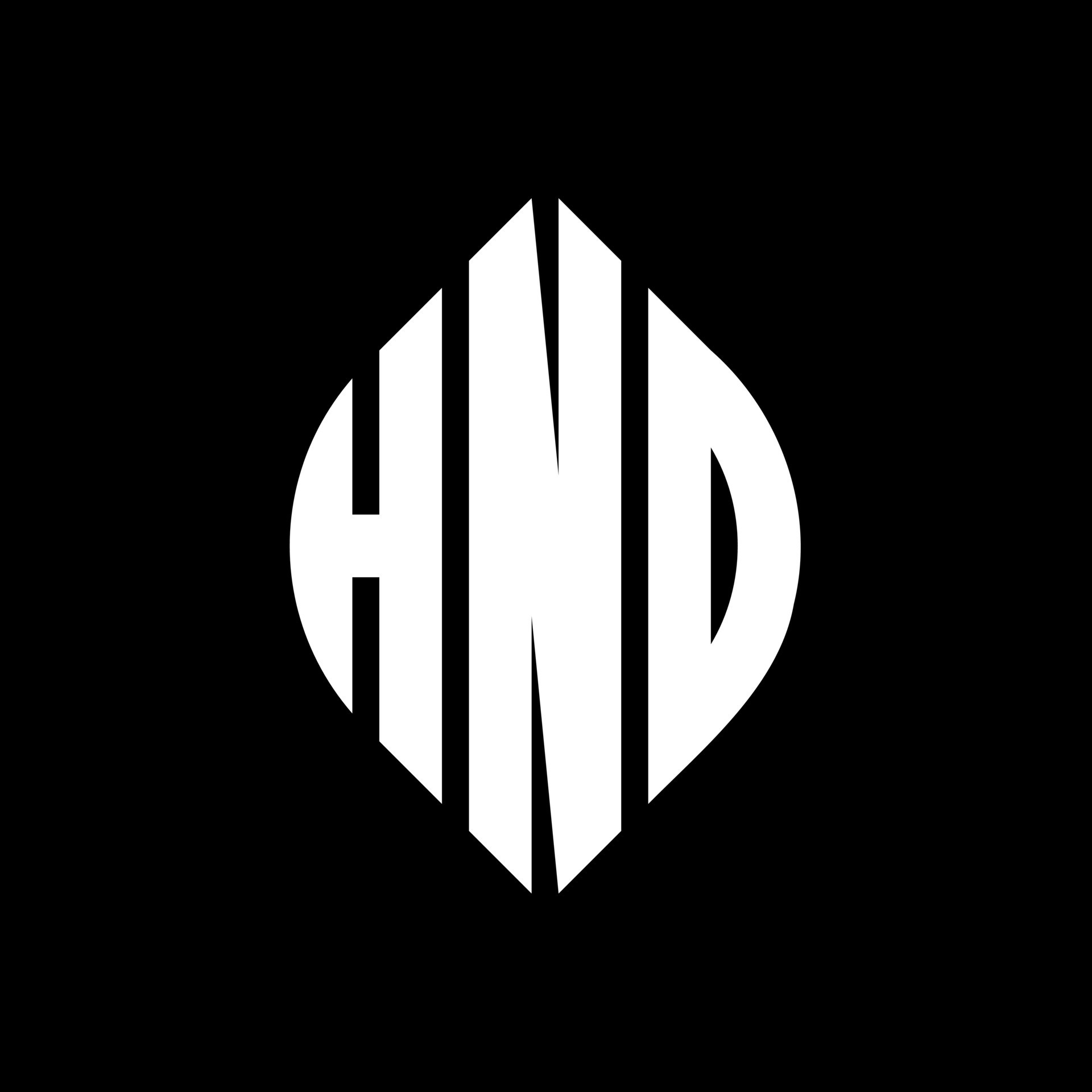 diseño de logotipo de letra de círculo hnd con forma de círculo y elipse. hnd letras elipses con ...