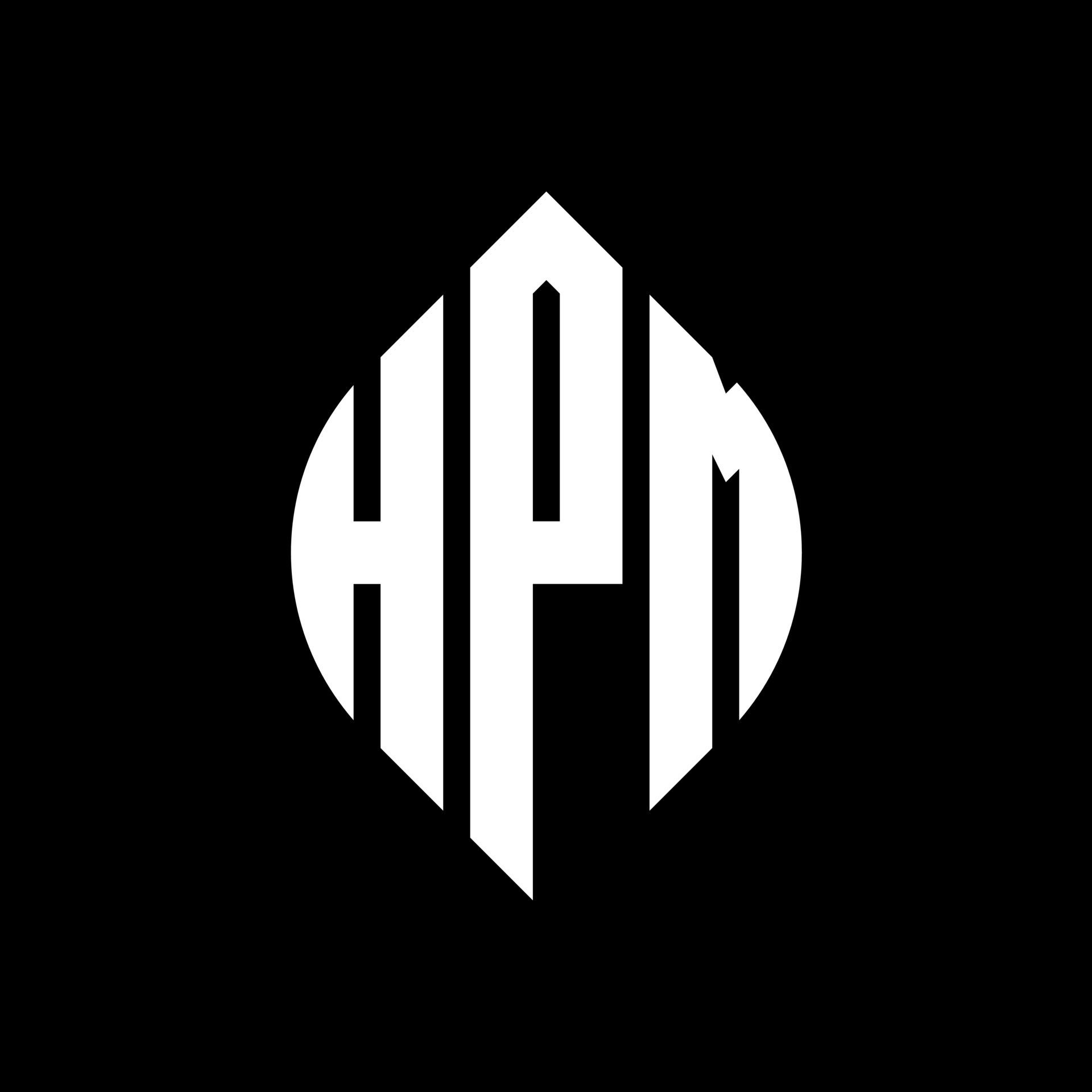 diseño de logotipo de letra de círculo hpm con forma de círculo y elipse. Letras de elipse hpm ...